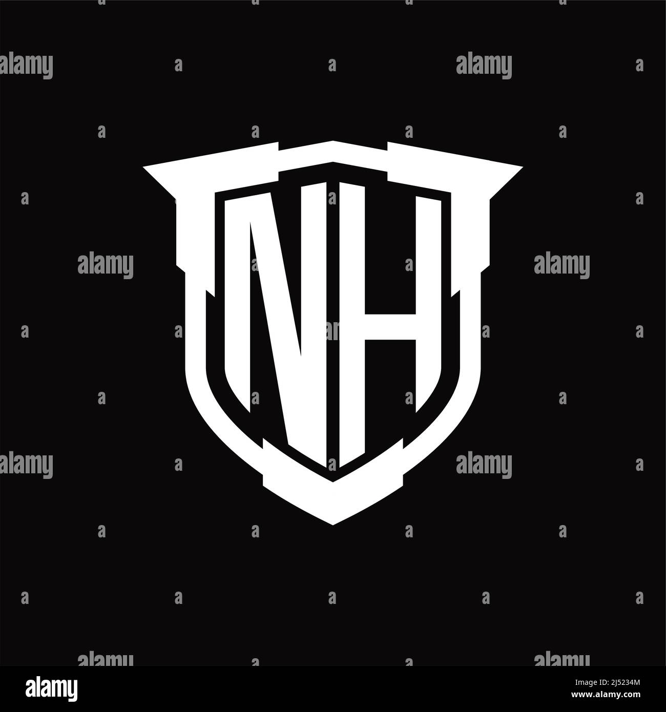 NH Logo monogram letter with shield shape design template Stock Vector ...