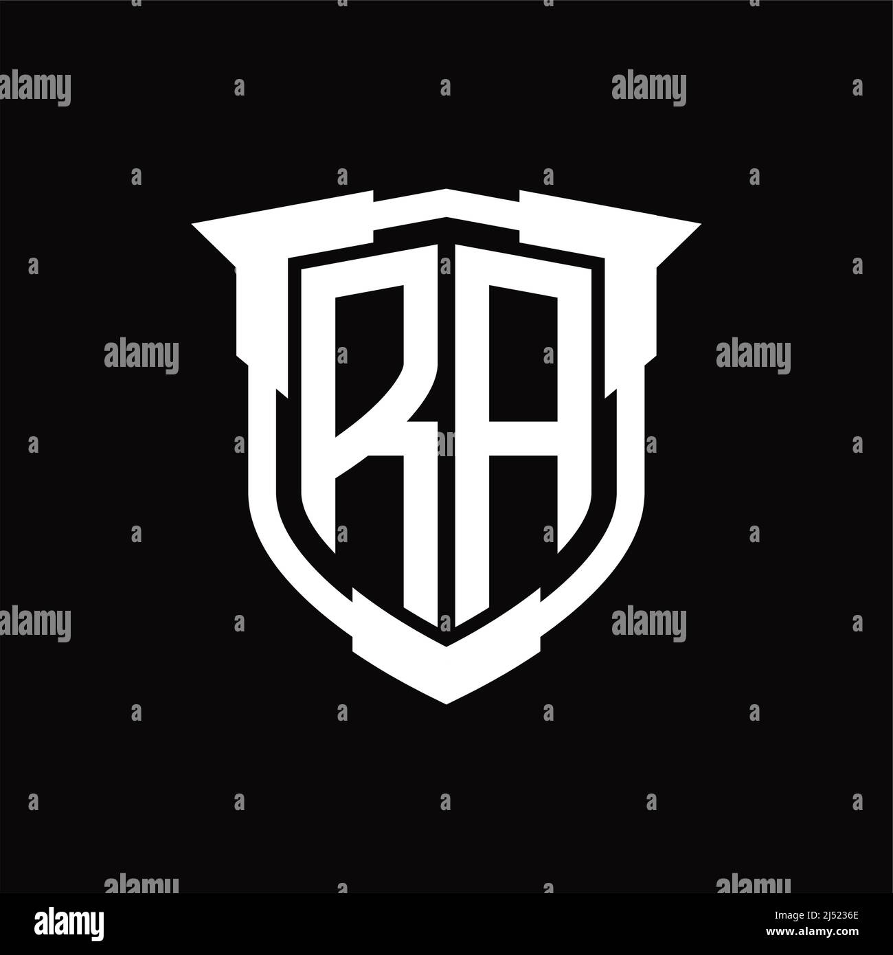 RA Logo monogram letter with shield shape design template Stock Vector ...