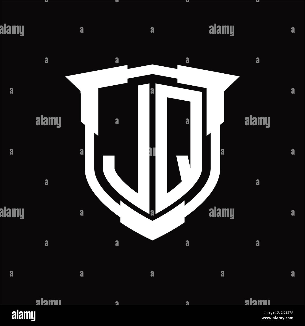 JQ Logo monogram letter with shield shape design template Stock Vector ...