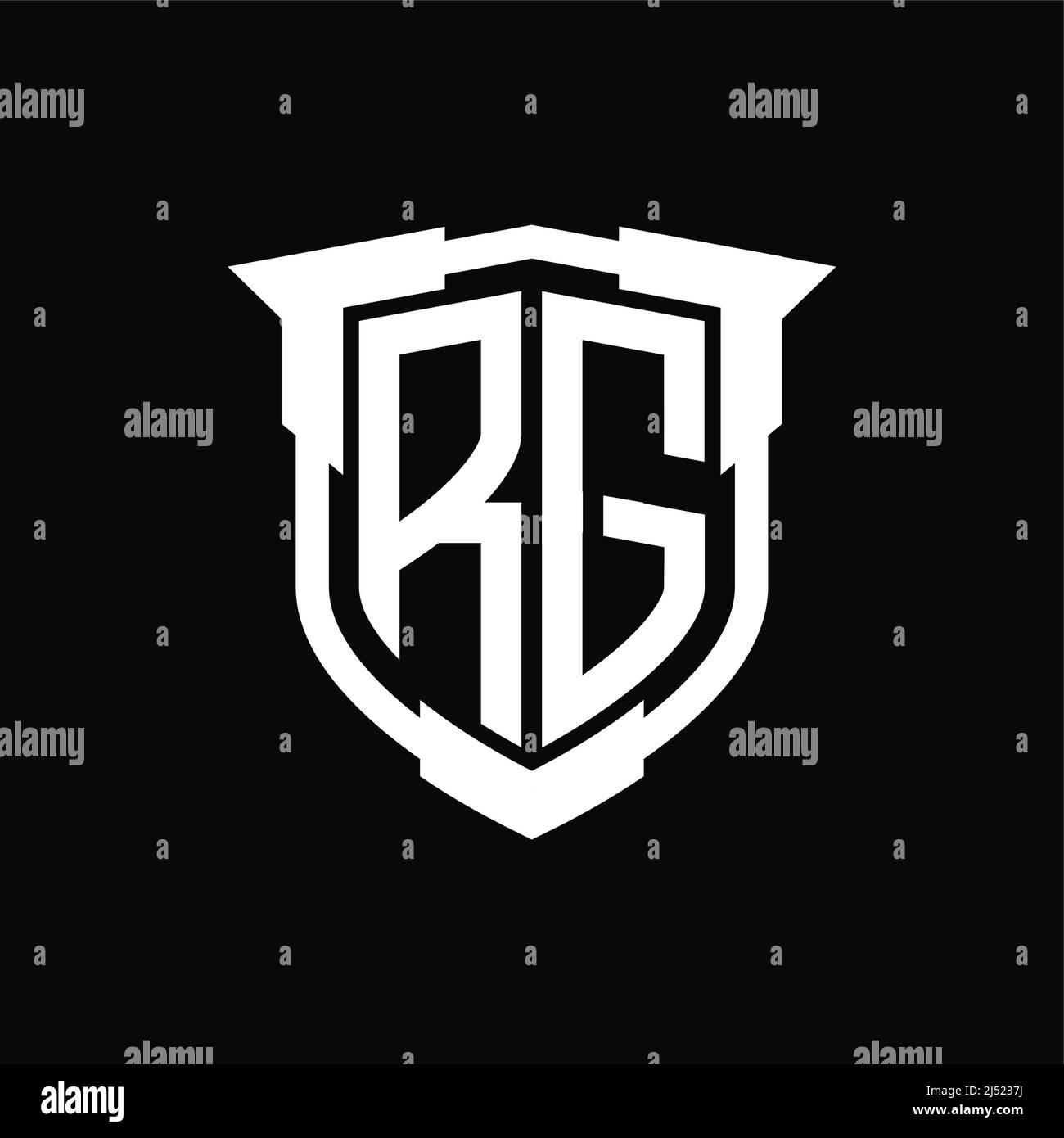 RG Logo monogram letter with shield shape design template Stock Vector ...