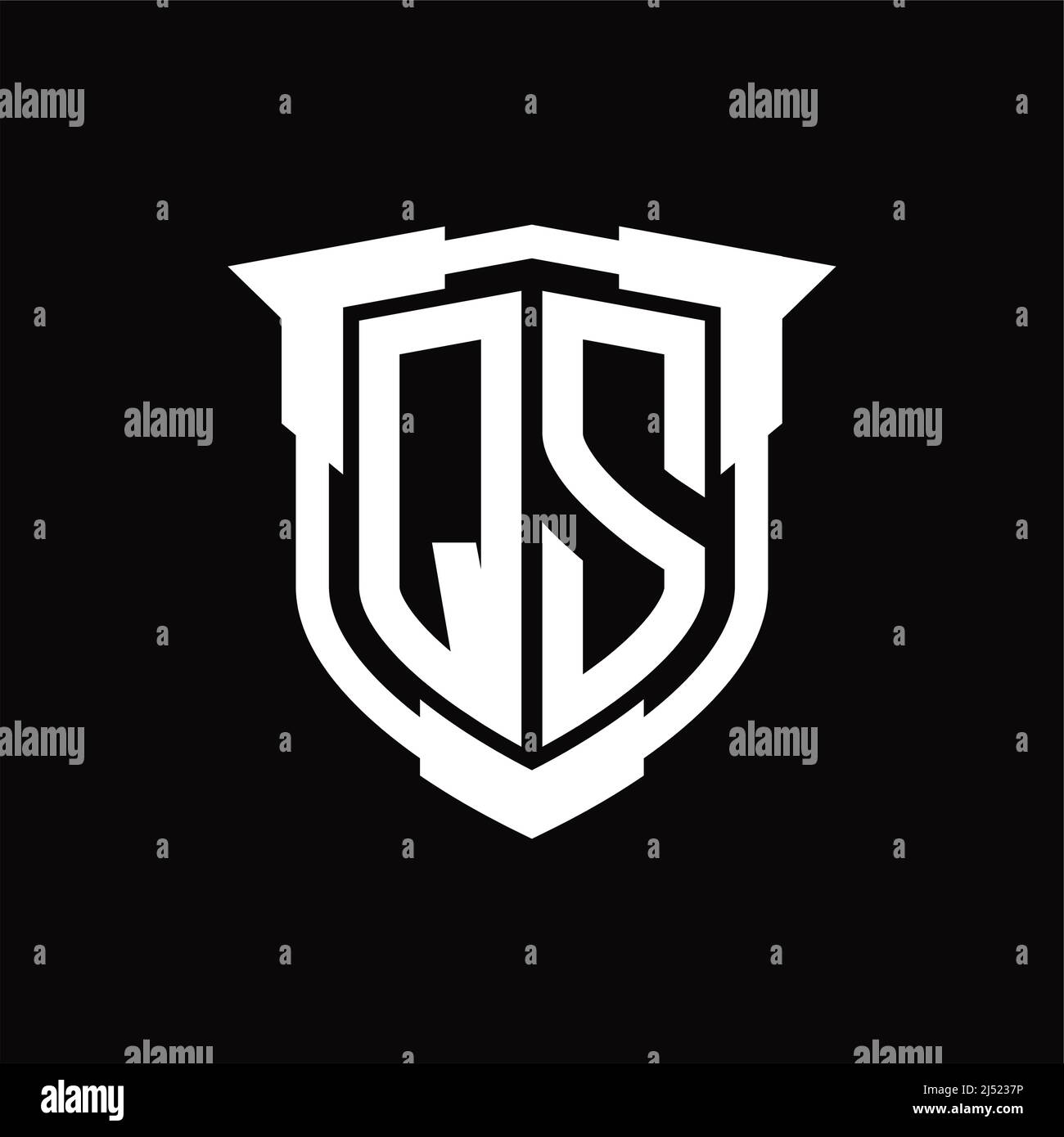 QS Logo monogram letter with shield shape design template Stock Vector ...