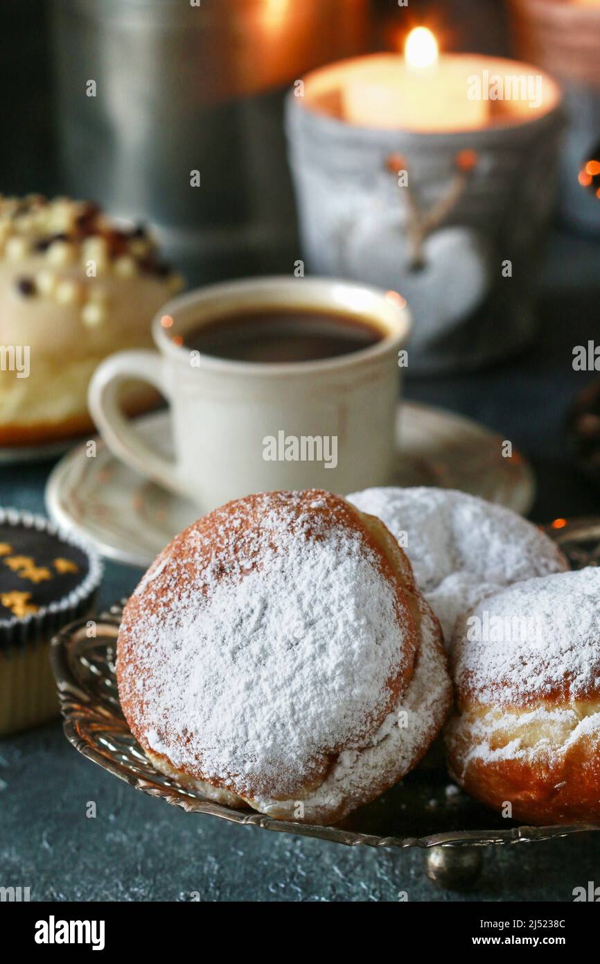 Fat Thursday celebration - traditional donuts filled with marmalade ...