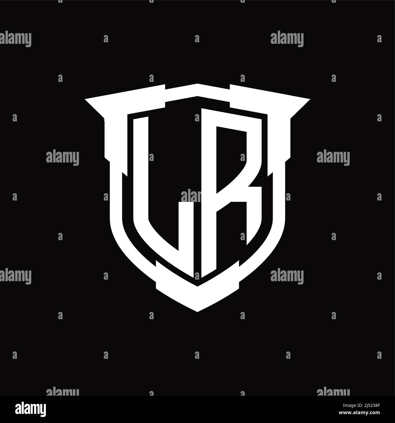 LR Logo monogram letter with shield shape design template Stock Vector ...