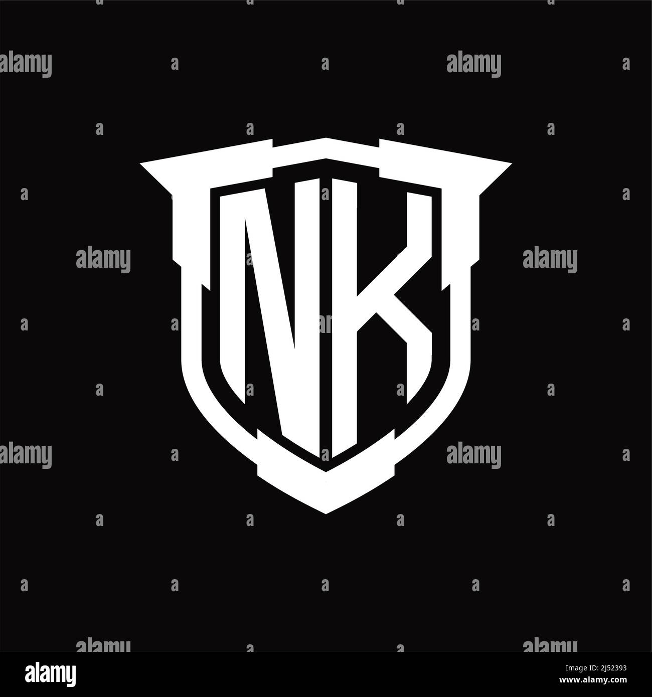 NK Logo monogram letter with shield shape design template Stock Vector ...