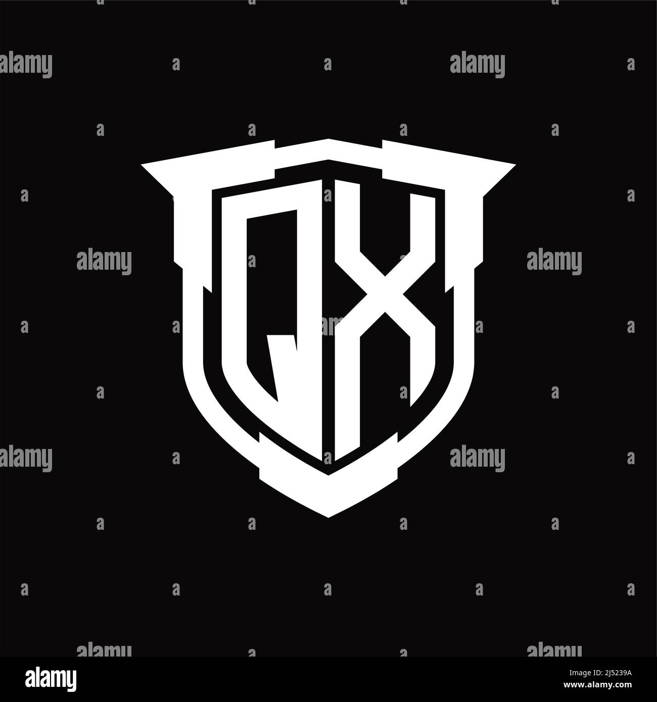 QX Logo monogram letter with shield shape design template Stock Vector ...