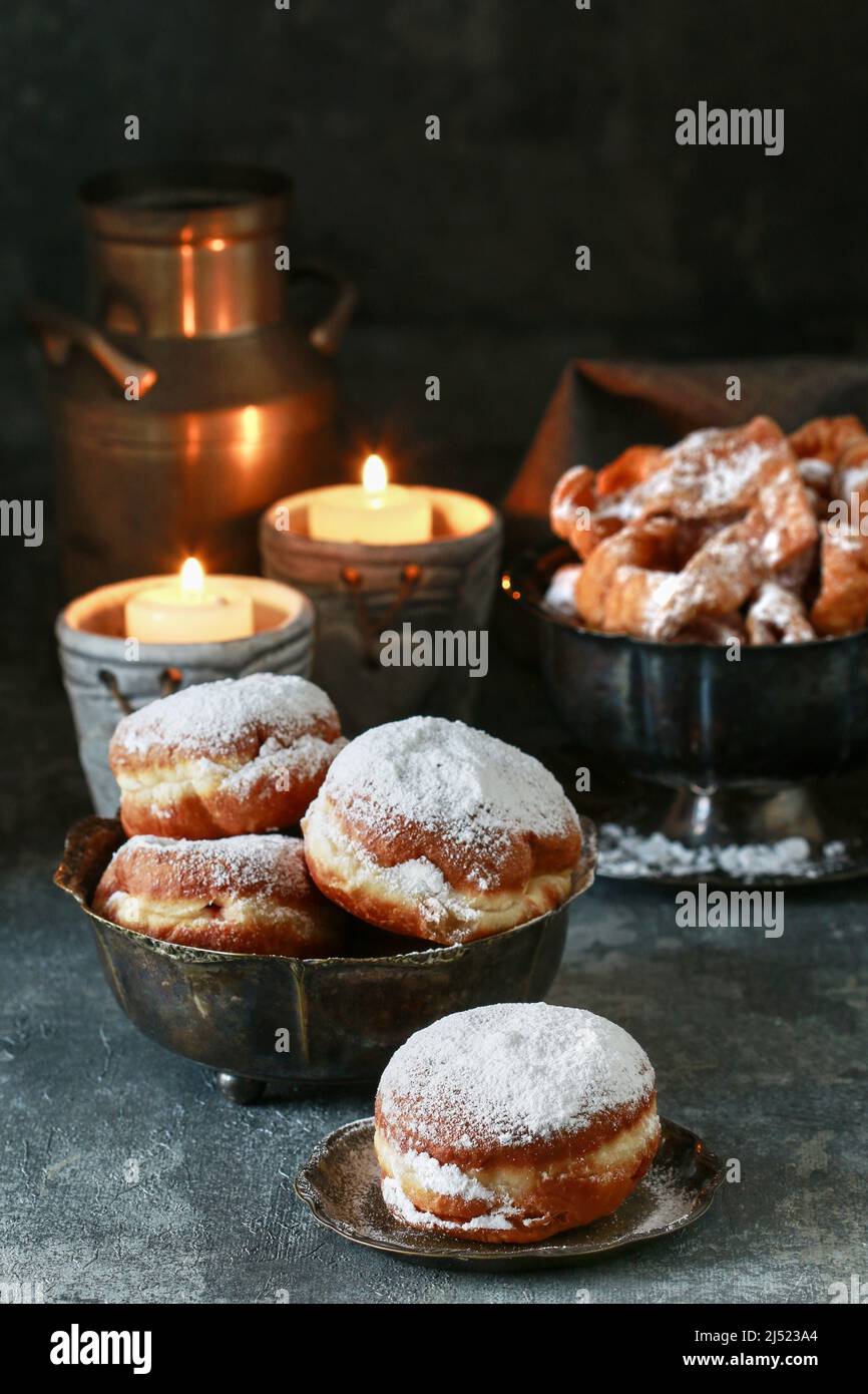 Fat Thursday celebration - traditional donuts filled with marmalade ...