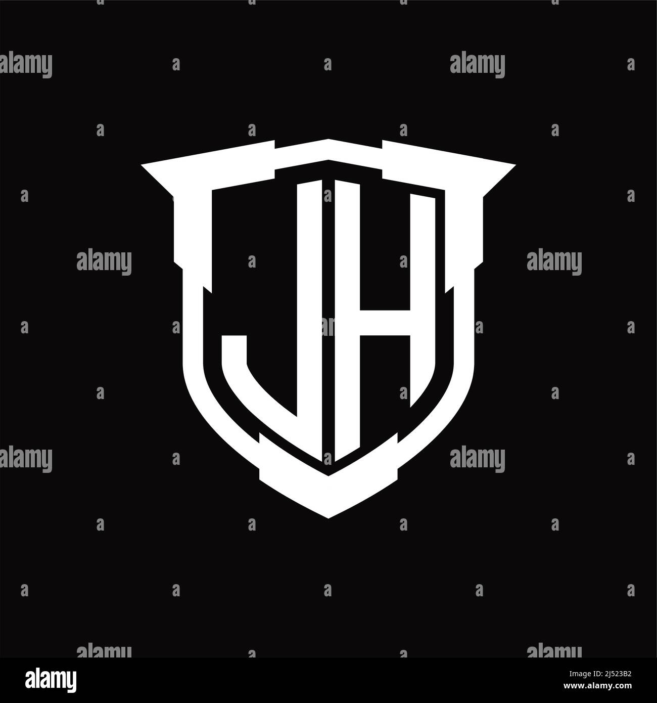 JH Logo monogram letter with shield shape design template Stock Vector ...