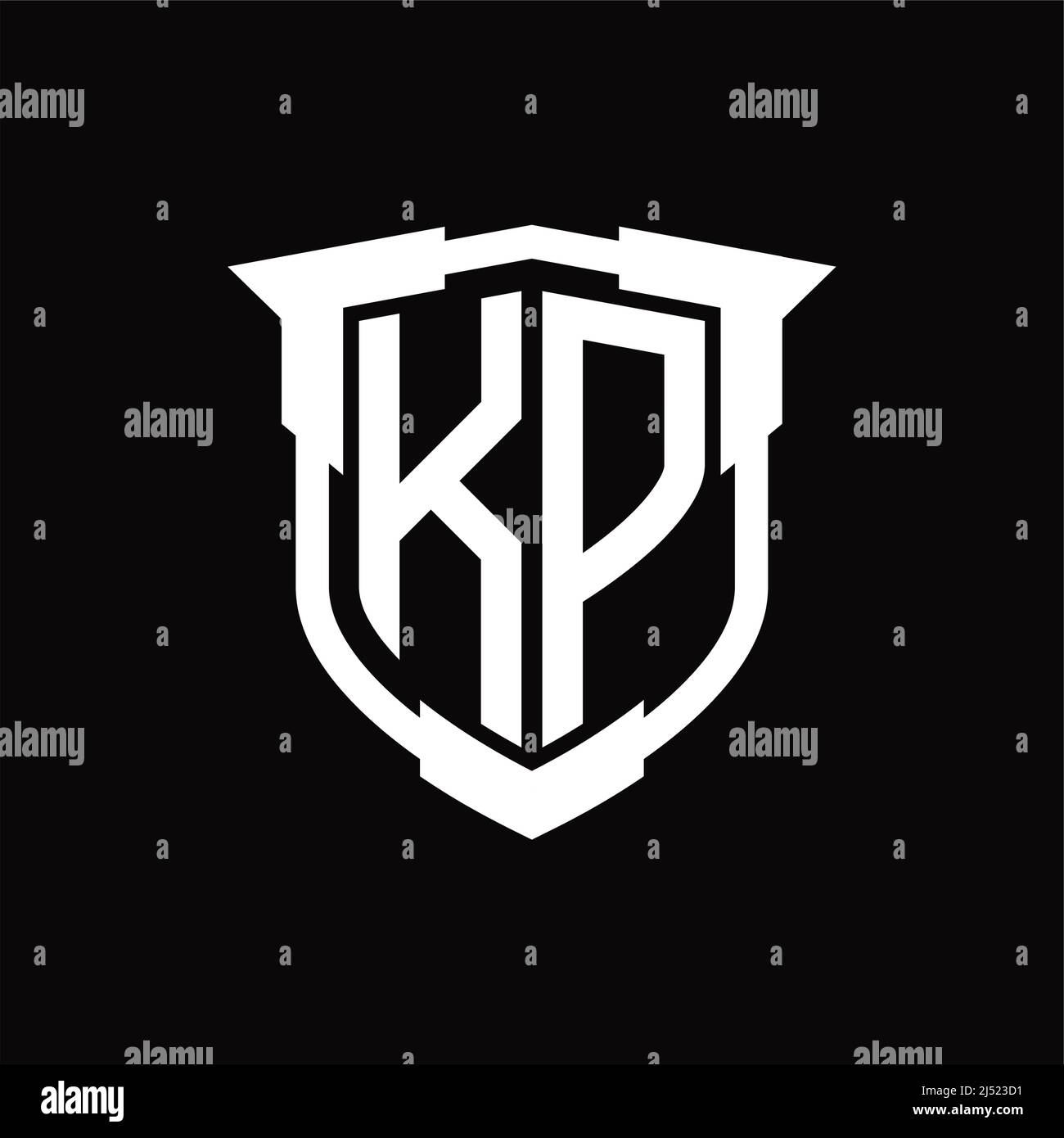KP Logo monogram letter with shield shape design template Stock Vector ...