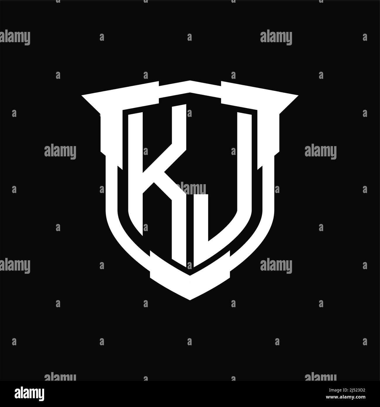 KJ Logo monogram letter with shield shape design template Stock Vector ...