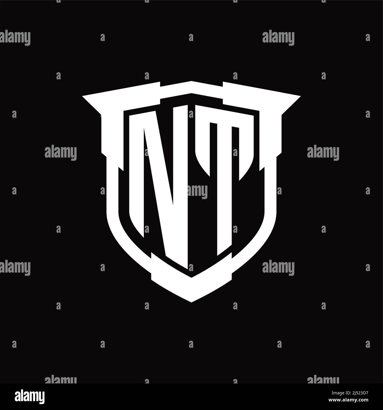 NT Logo monogram letter with shield shape design template Stock Vector ...