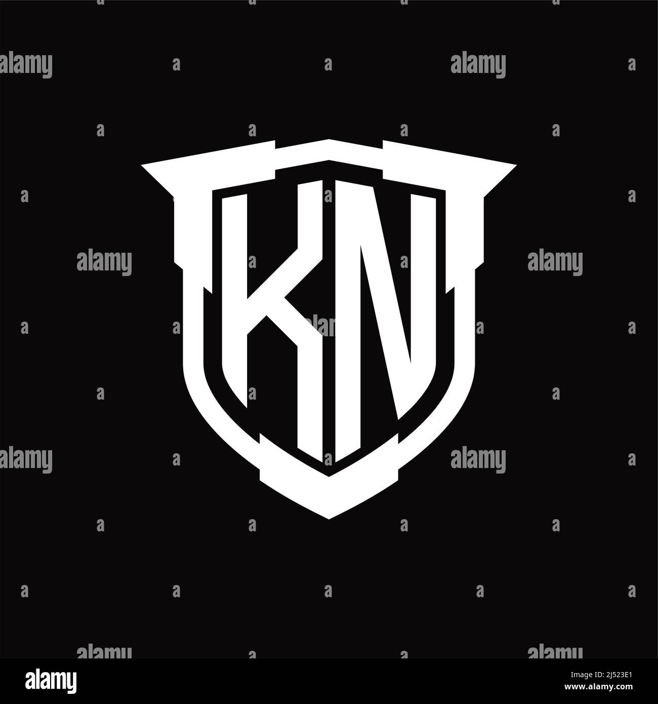 KN Logo monogram letter with shield shape design template Stock Vector ...