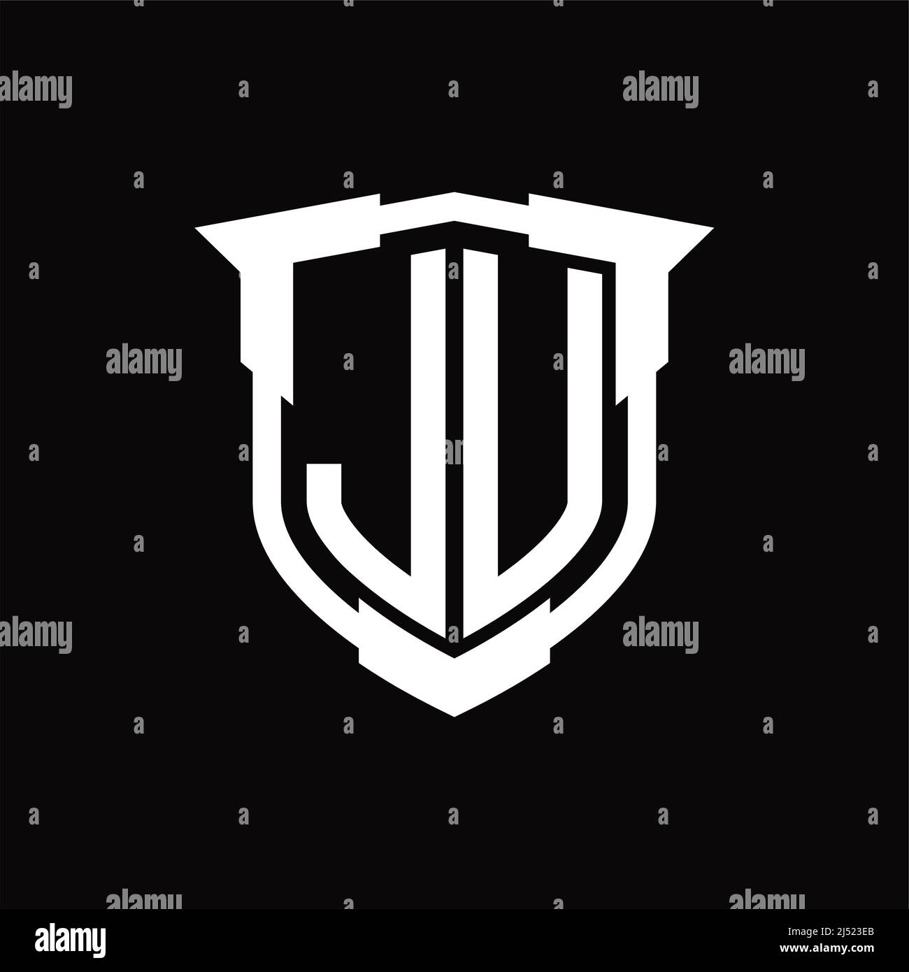 JU Logo monogram letter with shield shape design template Stock Vector ...