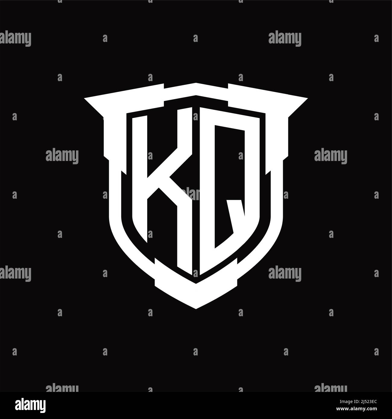 KQ Logo monogram letter with shield shape design template Stock Vector ...