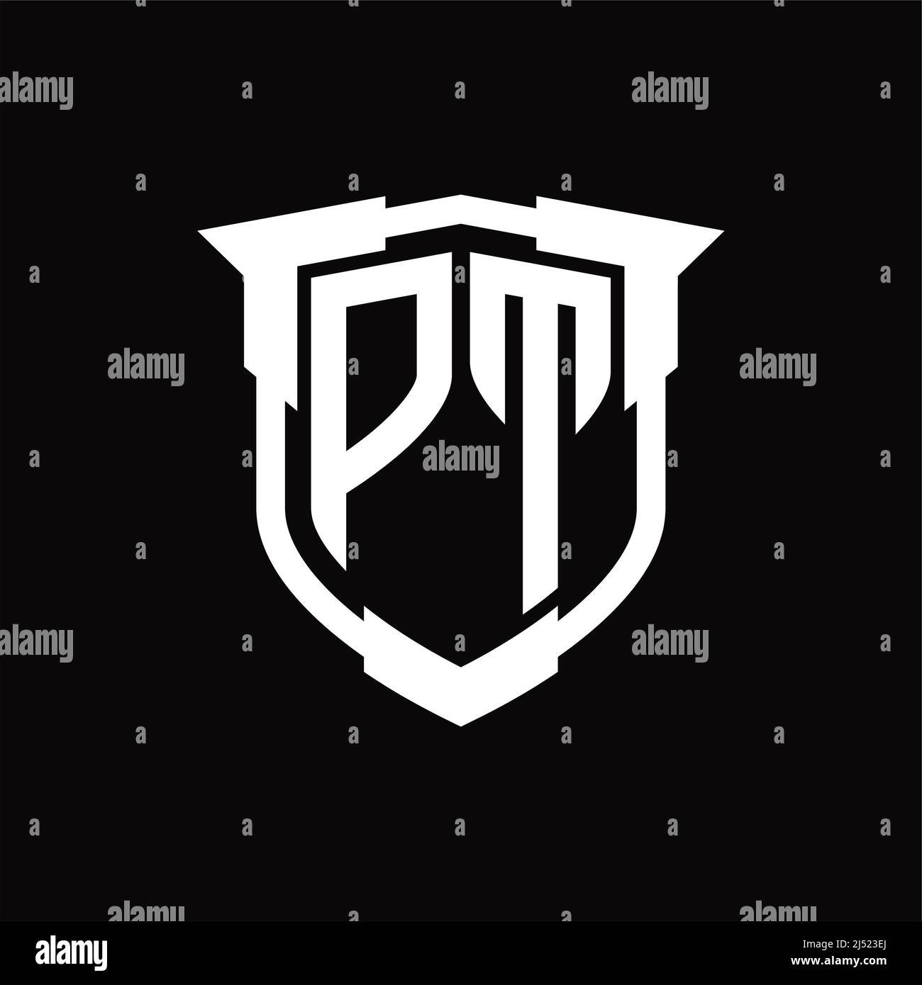 PT Logo monogram letter with shield shape design template Stock Vector ...