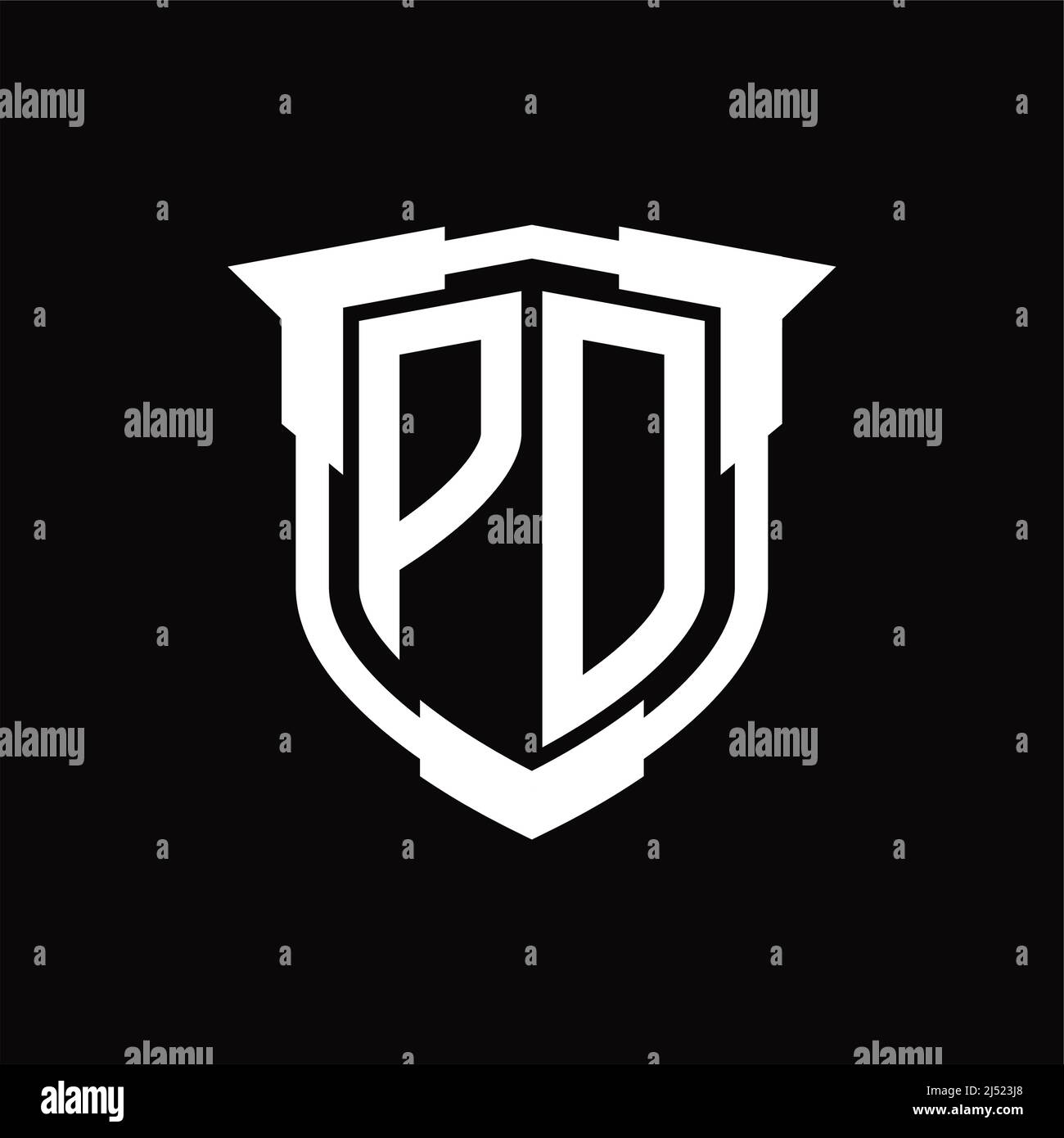 PD Logo monogram letter with shield shape design template Stock Vector ...