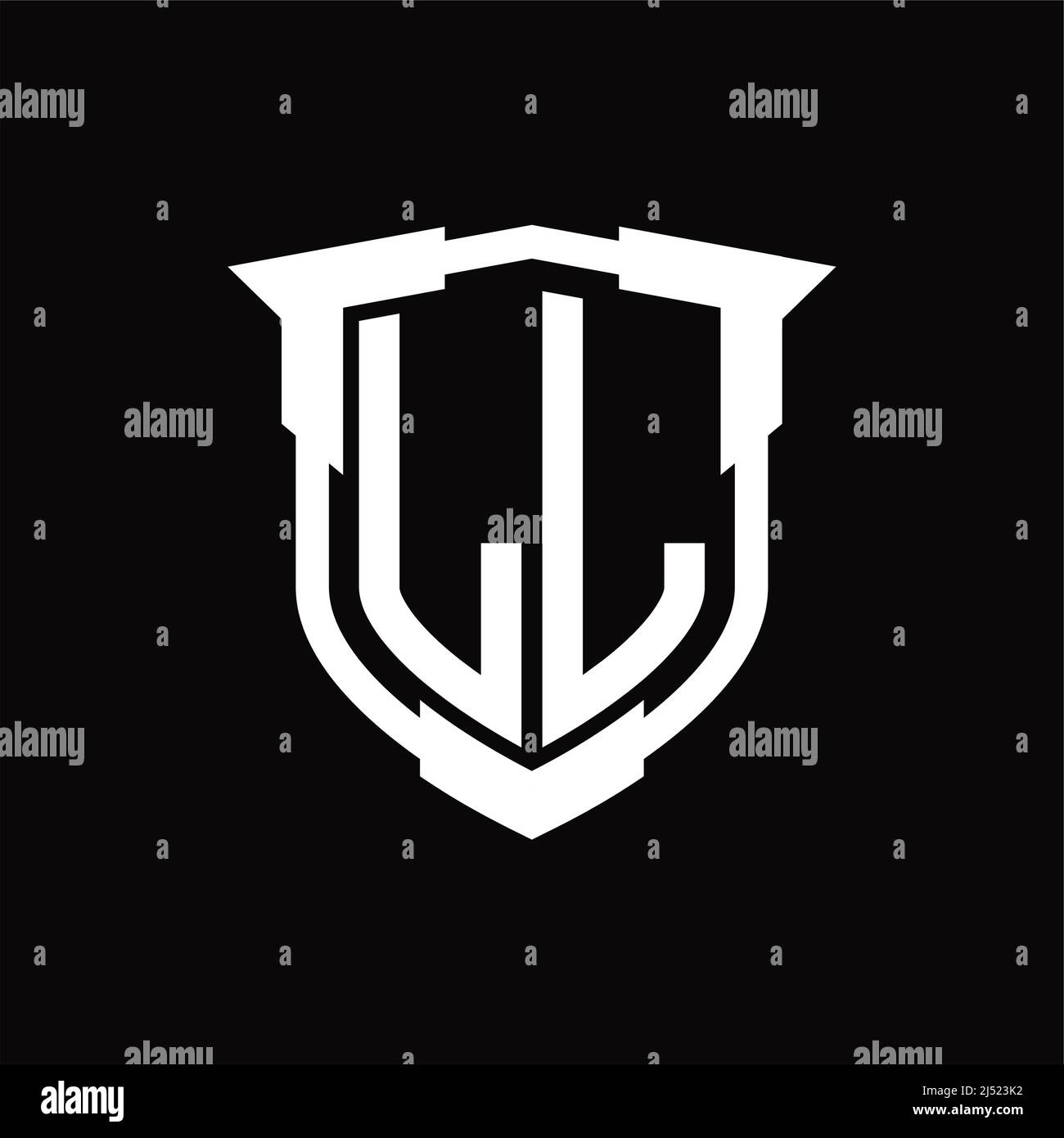 LL Logo monogram letter with shield shape design template Stock Vector ...