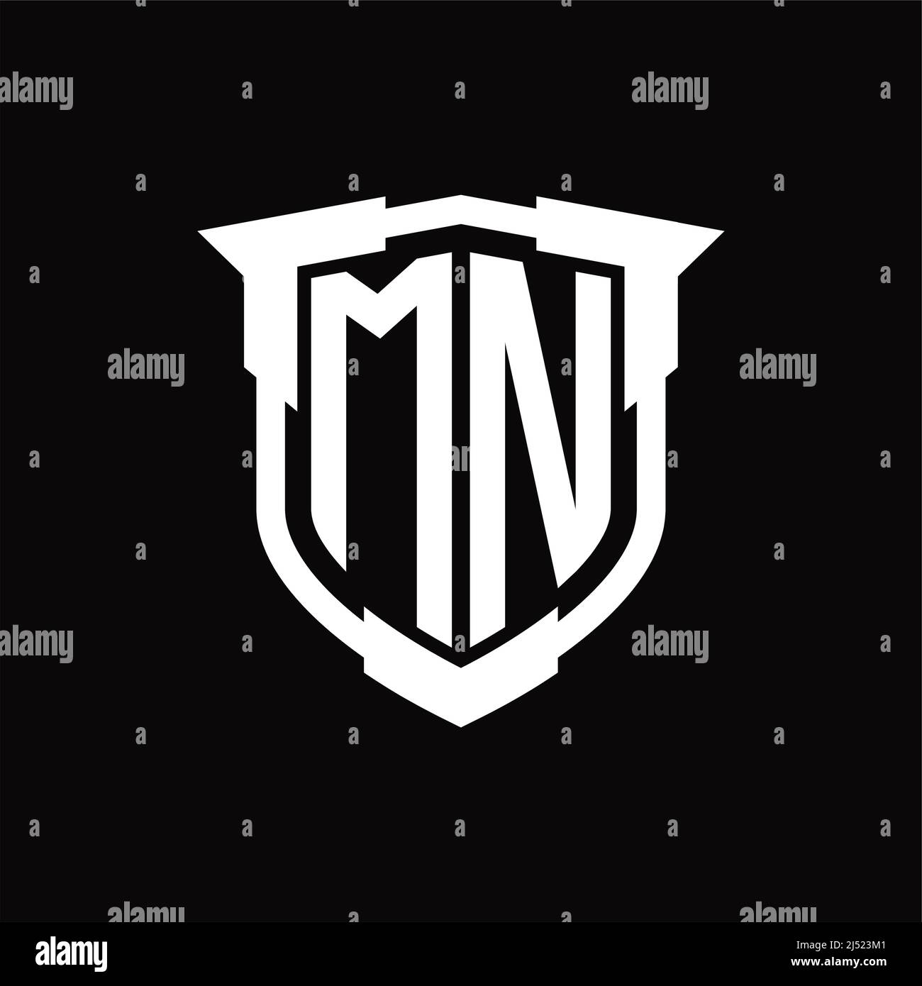 MN Logo monogram letter with shield shape design template Stock Vector ...