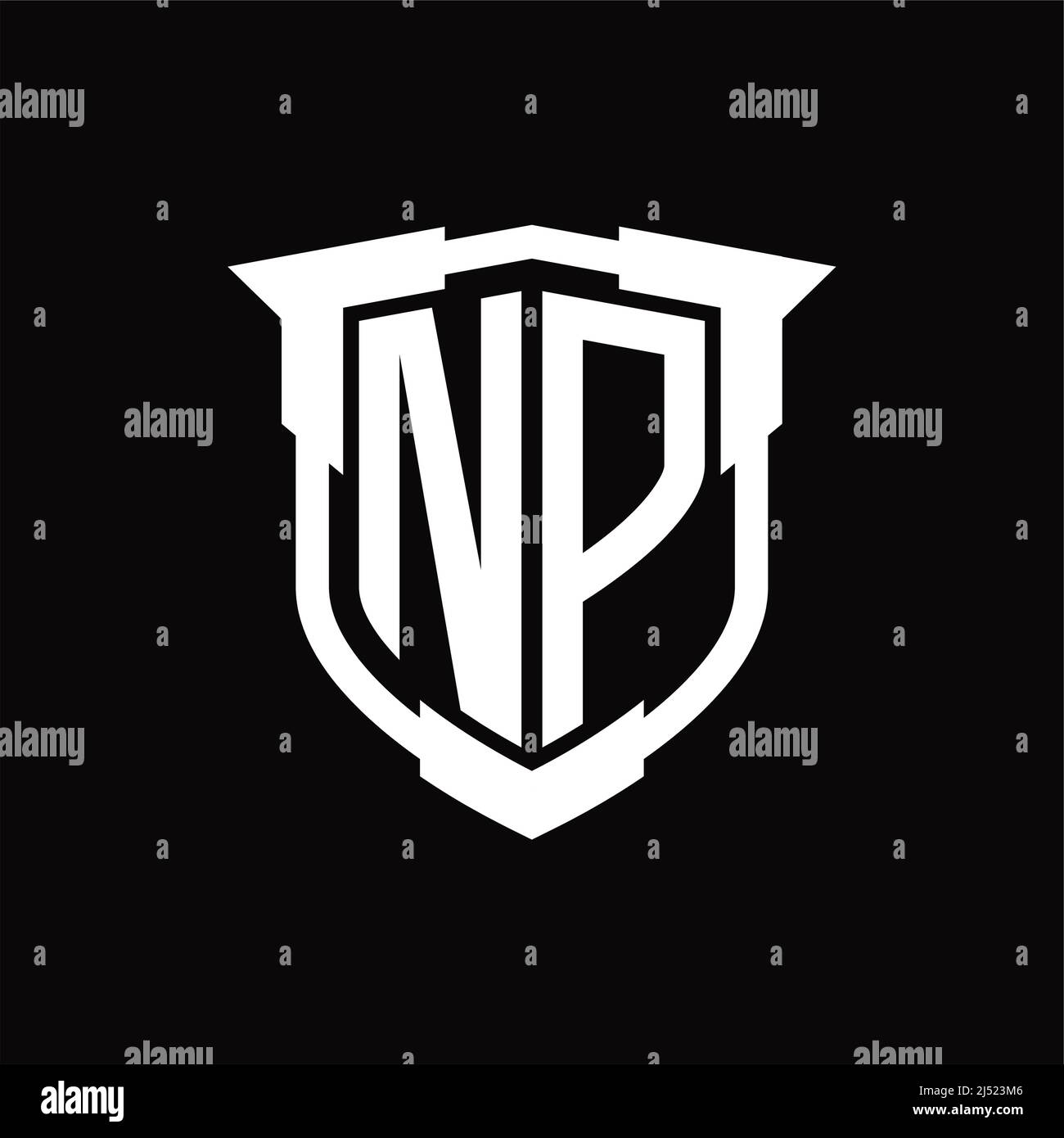 NP Logo monogram letter with shield shape design template Stock Vector ...