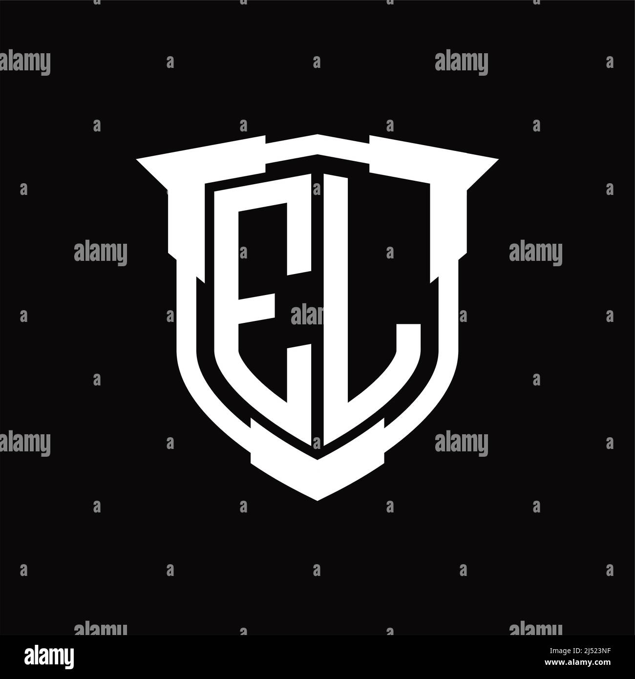 EL Logo monogram letter with shield shape design template Stock Vector ...