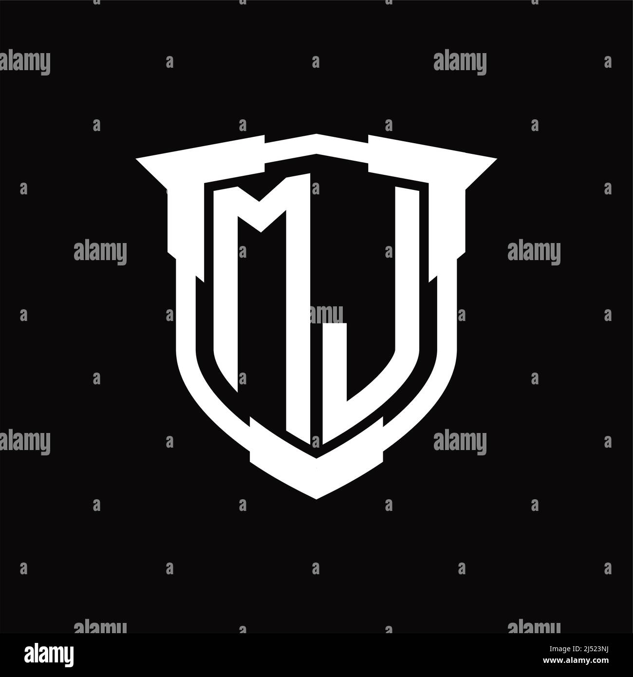 MJ Logo monogram letter with shield shape design template Stock Vector ...