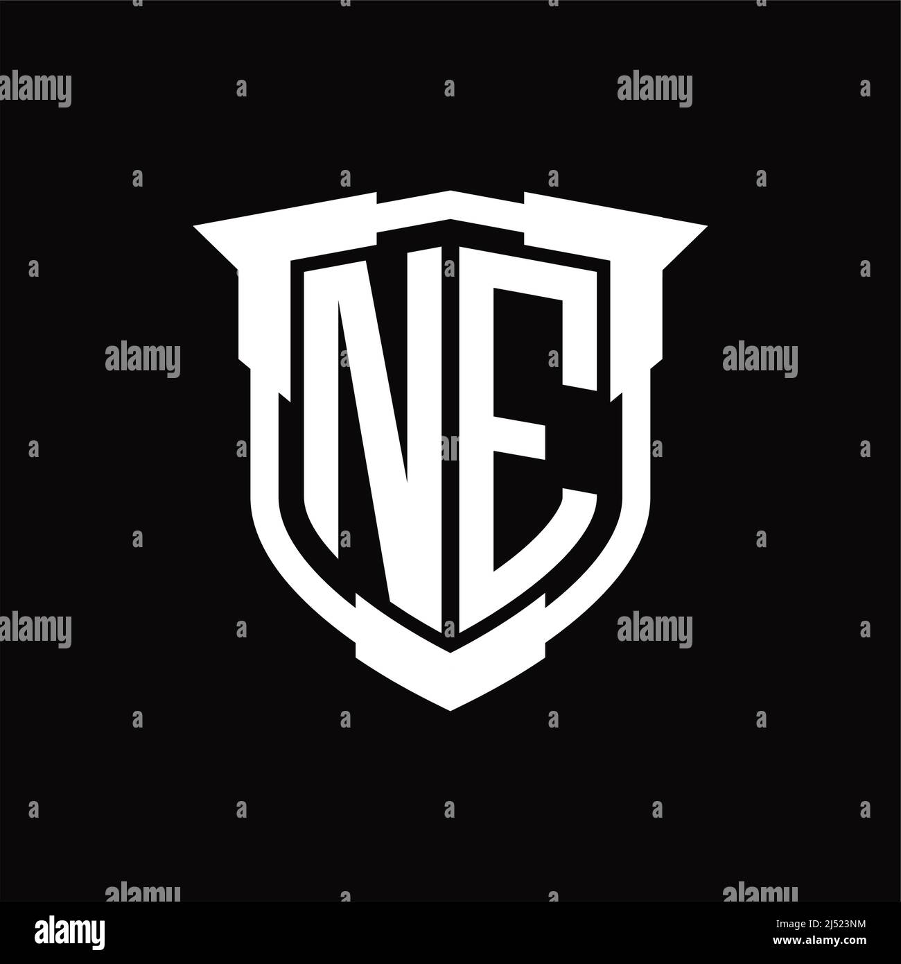 NE Logo monogram letter with shield shape design template Stock Vector ...