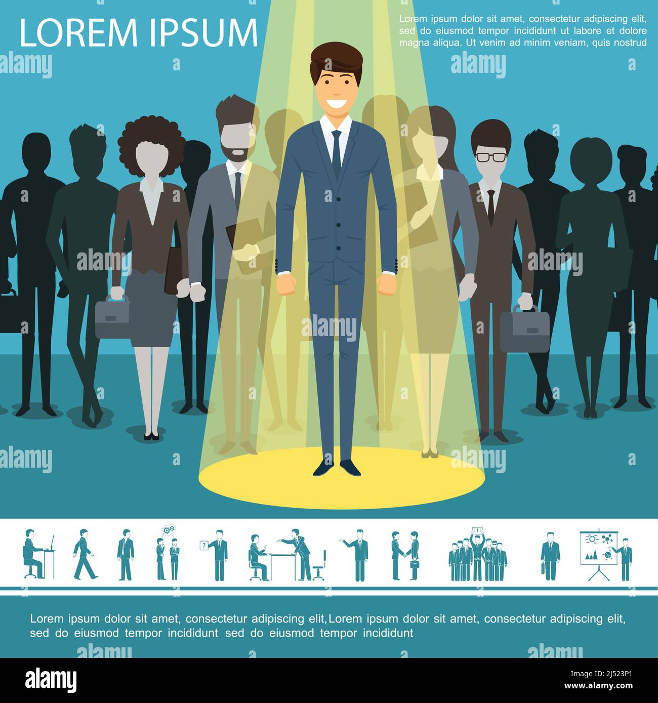 Flat business people template with group of entrepreneurs managers ...