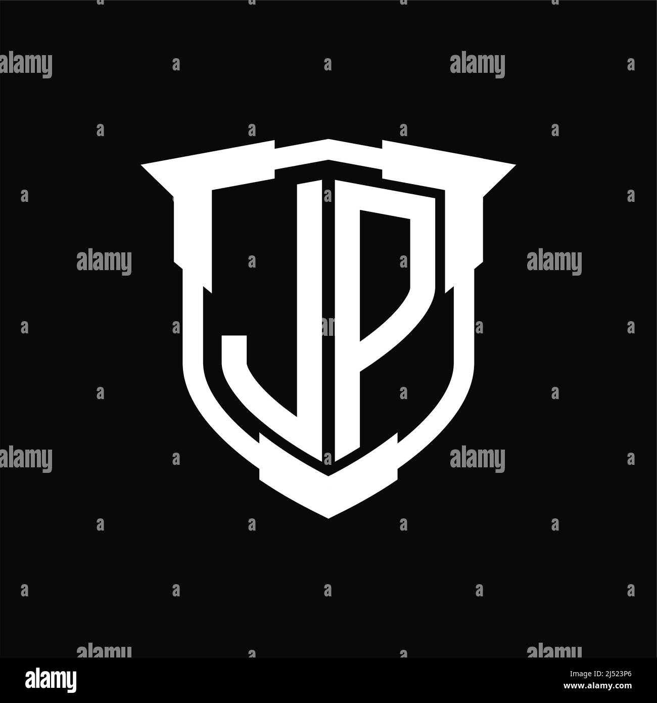 JP Logo monogram letter with shield shape design template Stock Vector ...