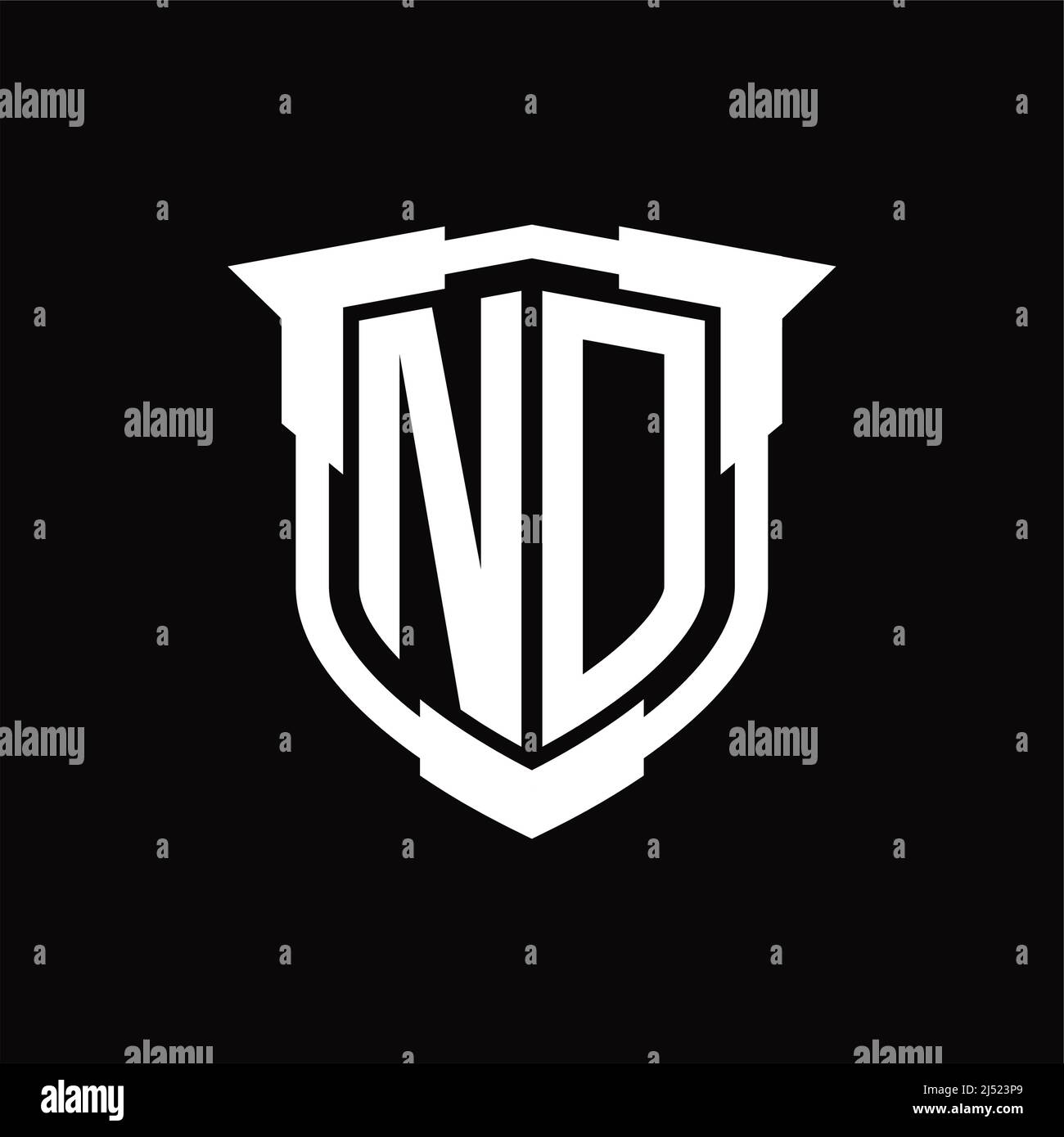 ND Logo monogram letter with shield shape design template Stock Vector ...