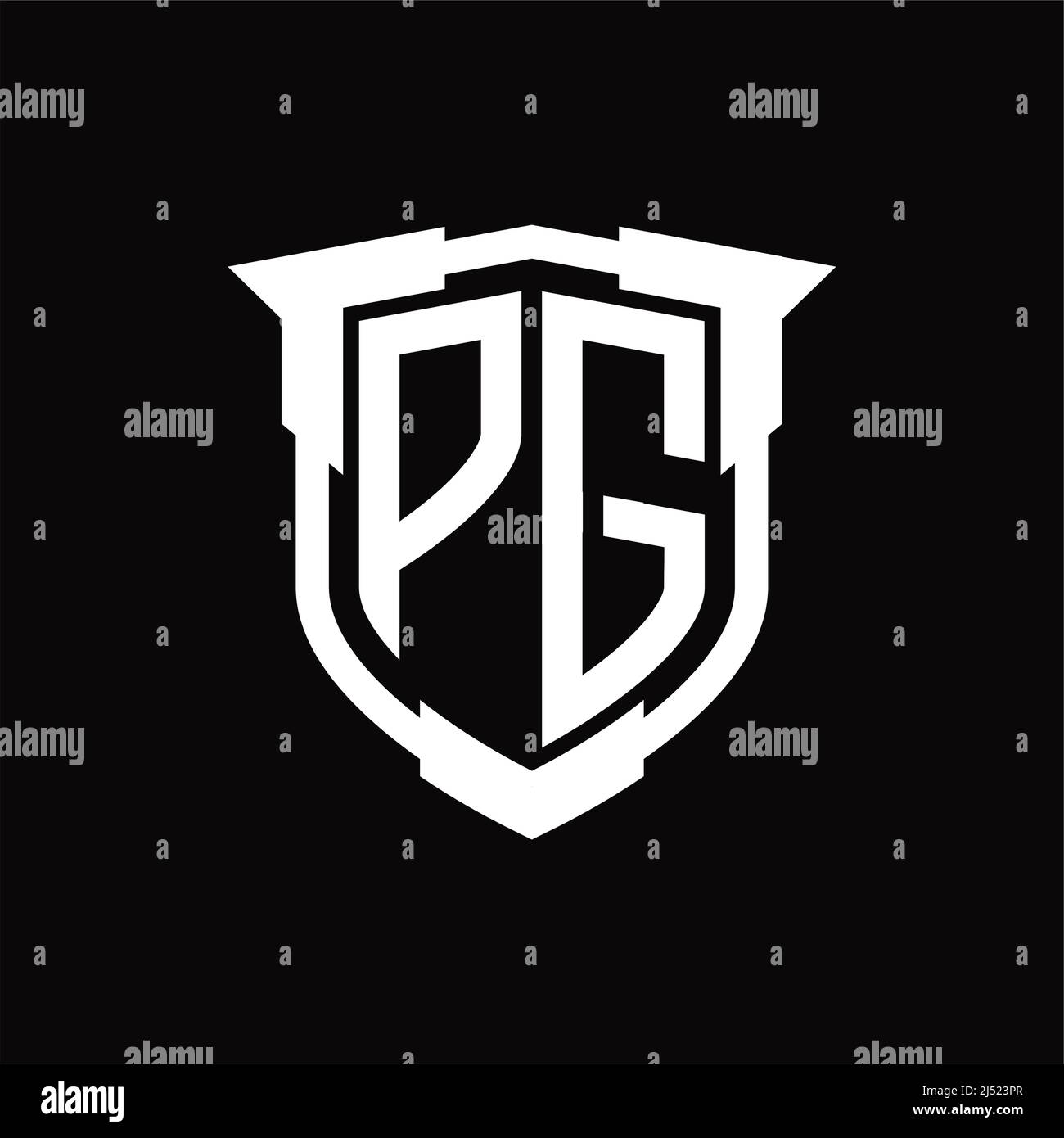 PG Logo monogram letter with shield shape design template Stock Vector ...
