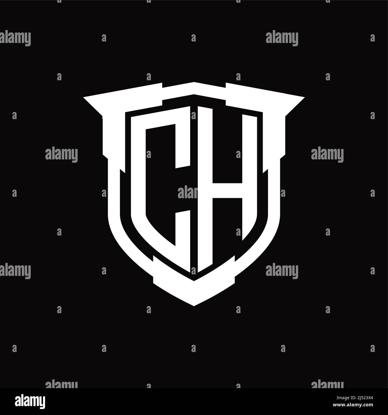 CH Logo monogram letter with shield shape design template Stock Vector ...