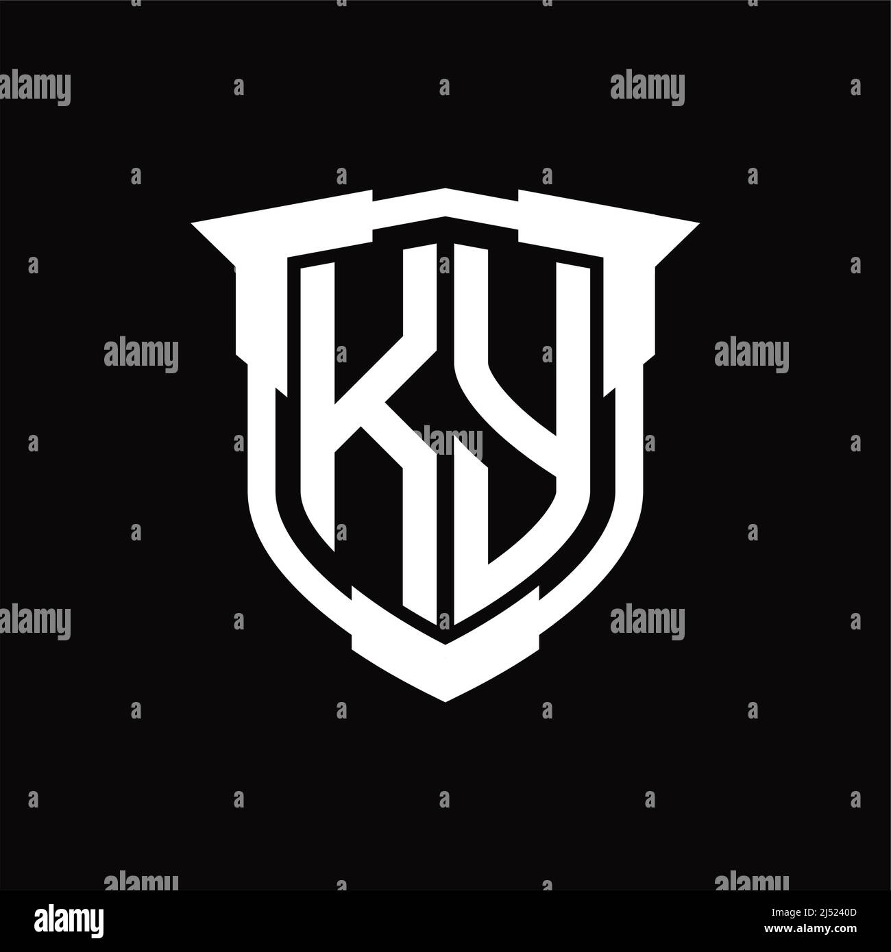 KY Logo monogram letter with shield shape design template Stock Vector ...