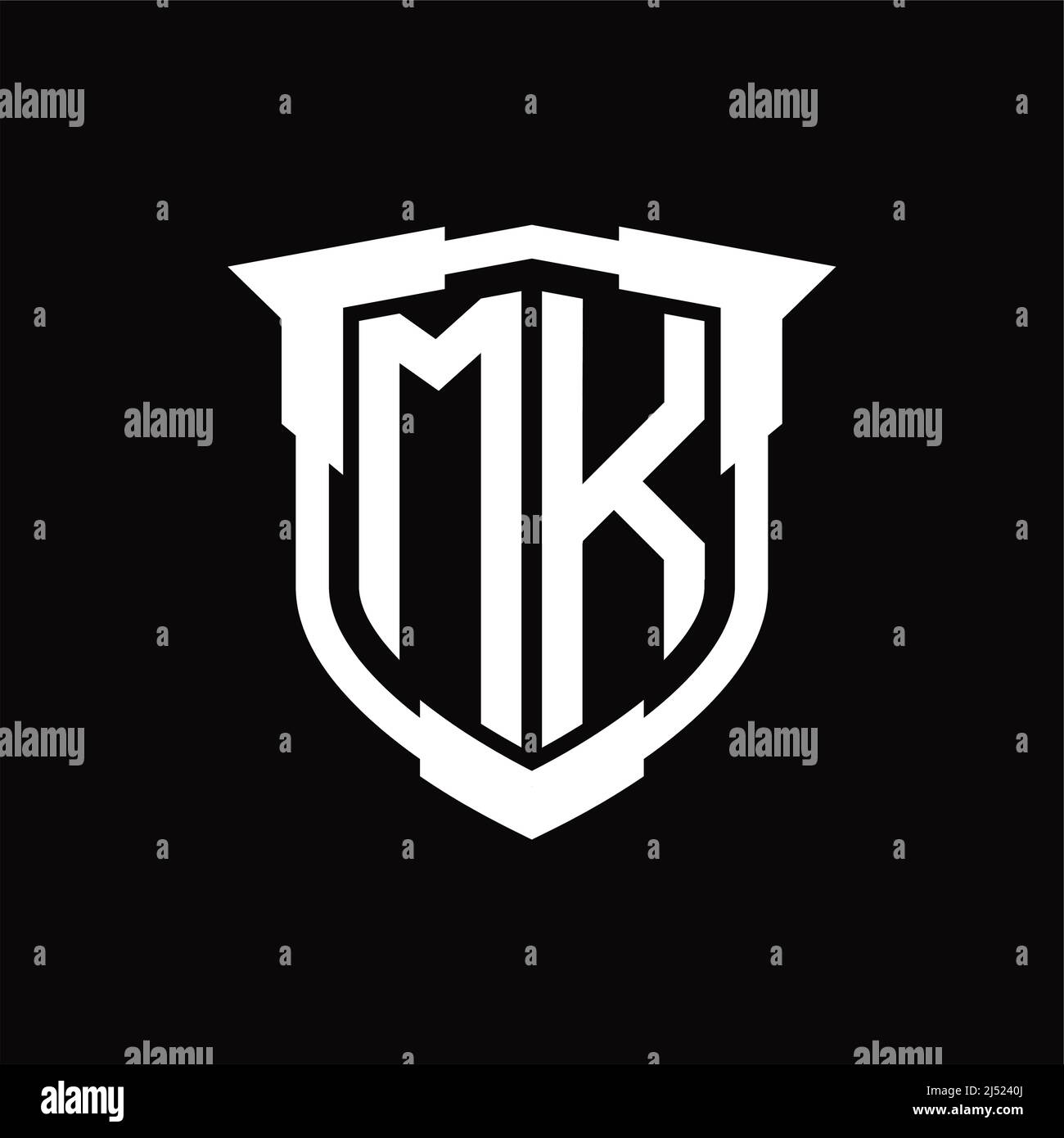 MK Logo monogram letter with shield shape design template Stock Vector ...