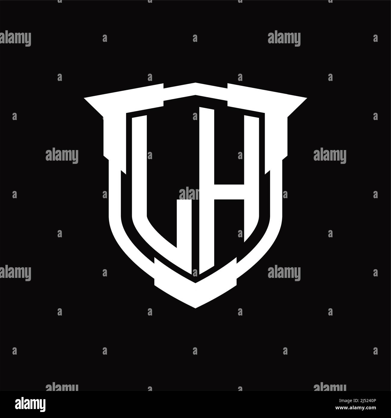 LH Logo monogram letter with shield shape design template Stock Vector ...