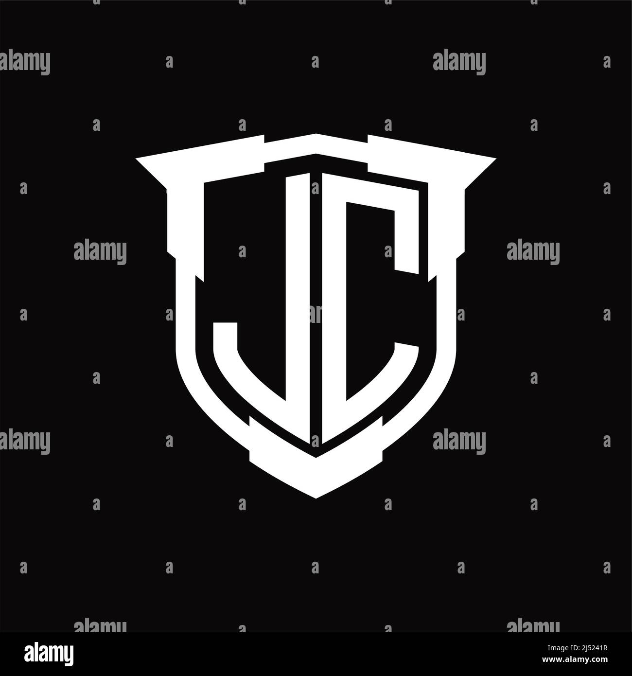 JC Logo monogram letter with shield shape design template Stock Vector ...