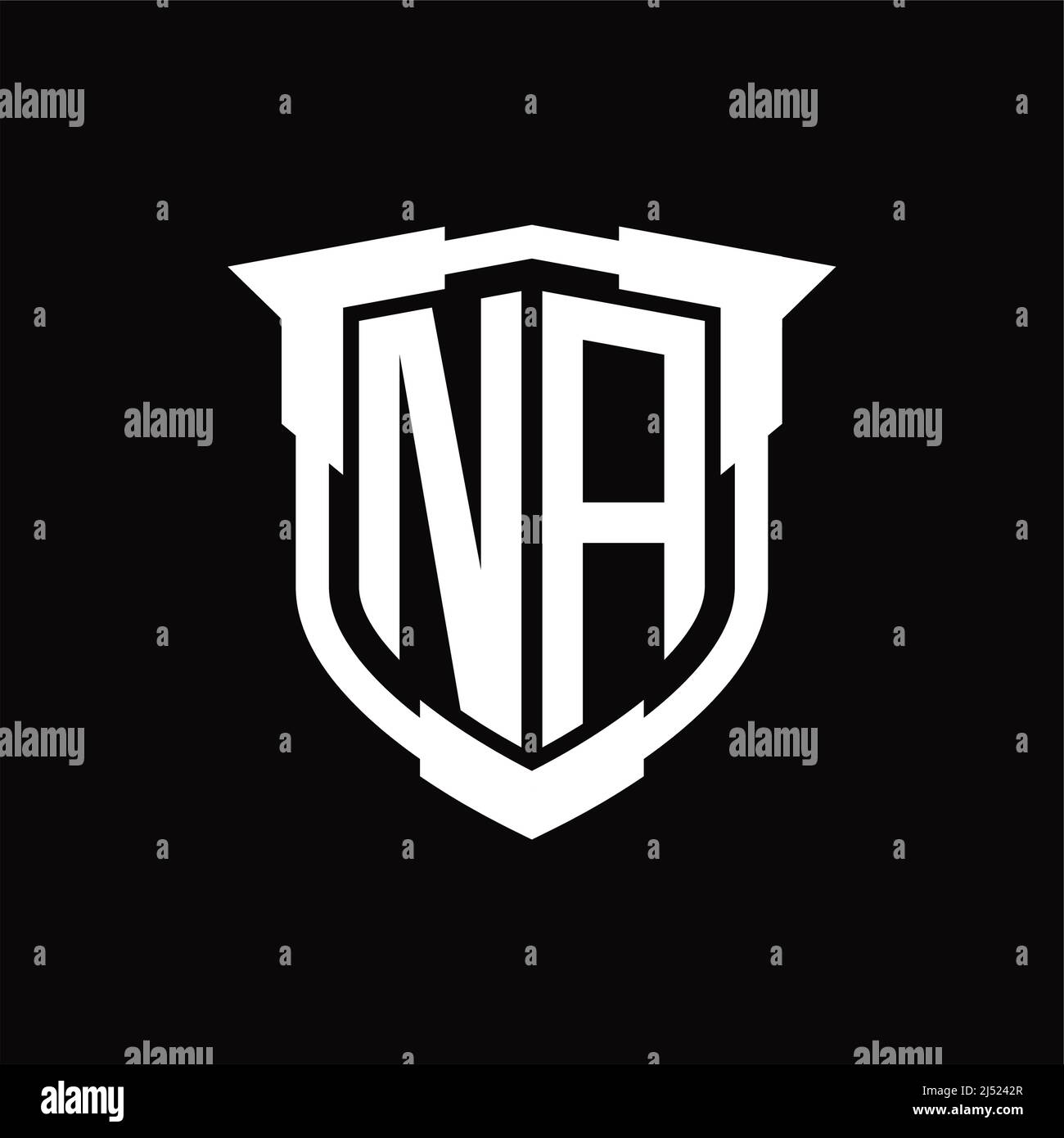 NA Logo monogram letter with shield shape design template Stock Vector ...