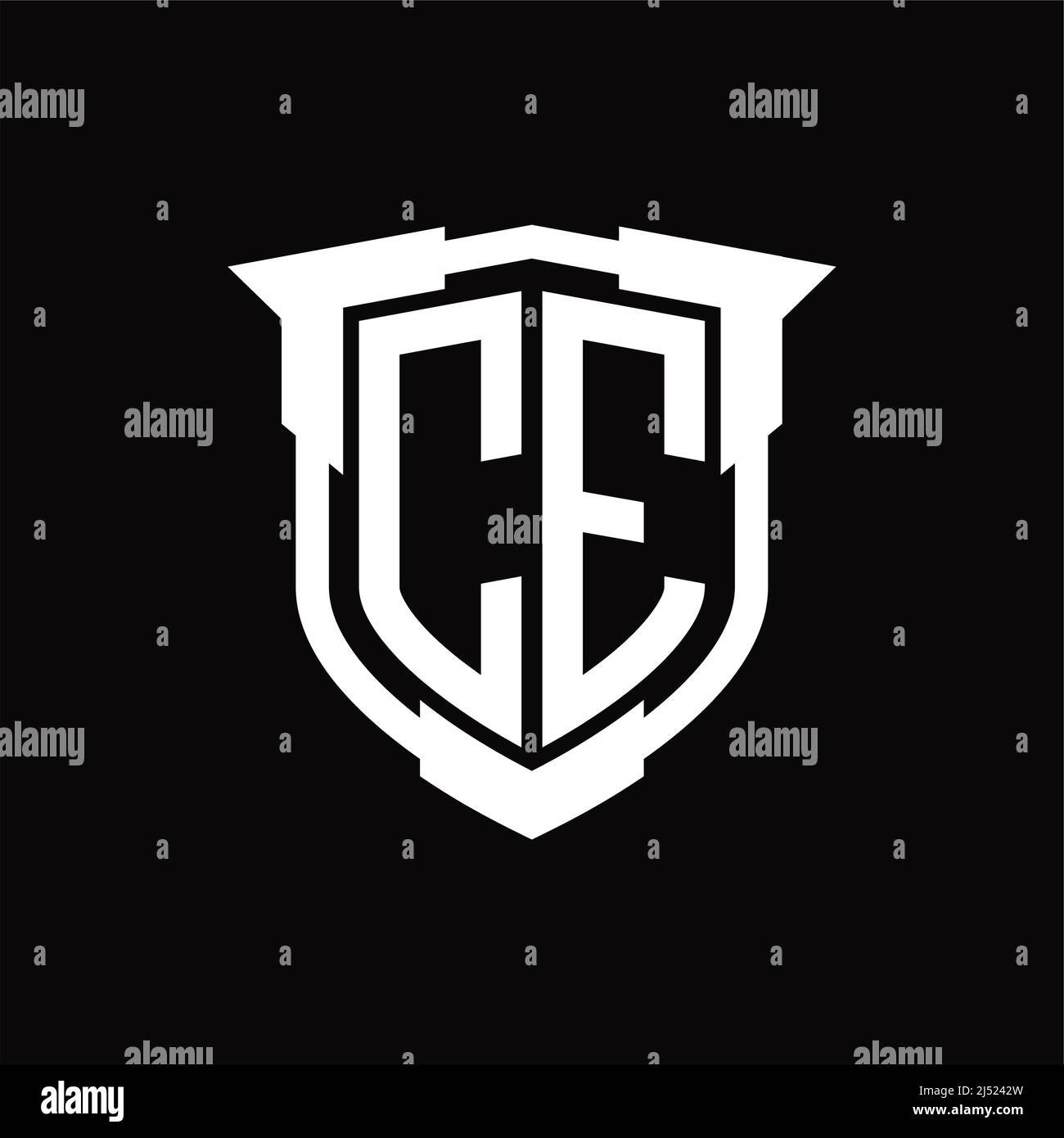 CE Logo monogram letter with shield shape design template Stock Vector ...