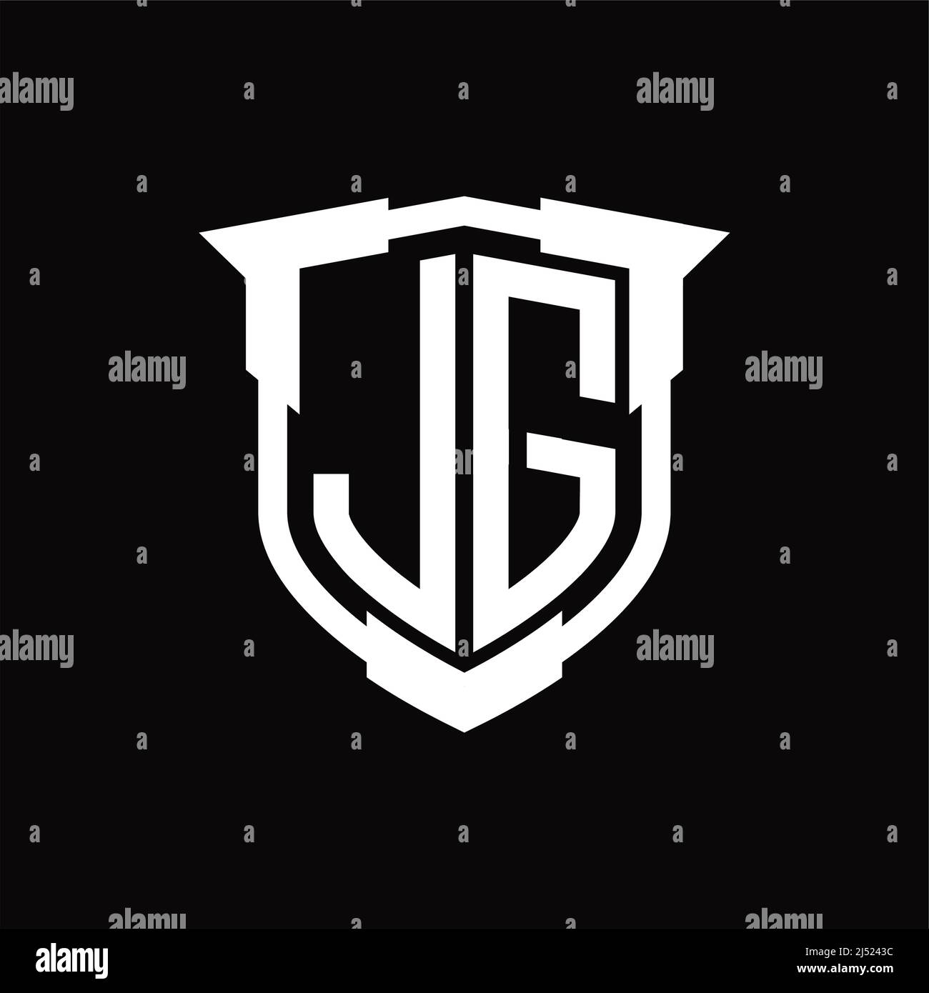 JG Logo monogram letter with shield shape design template Stock Vector ...