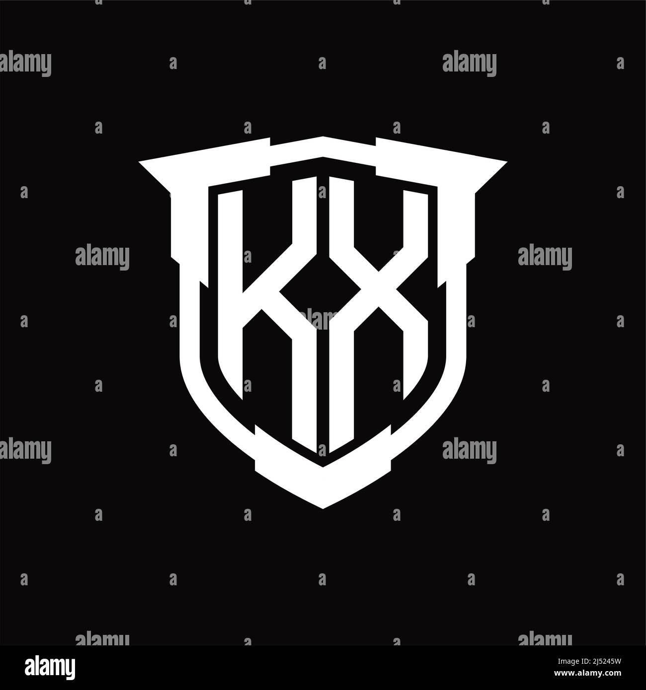 KX Logo monogram letter with shield shape design template Stock Vector ...