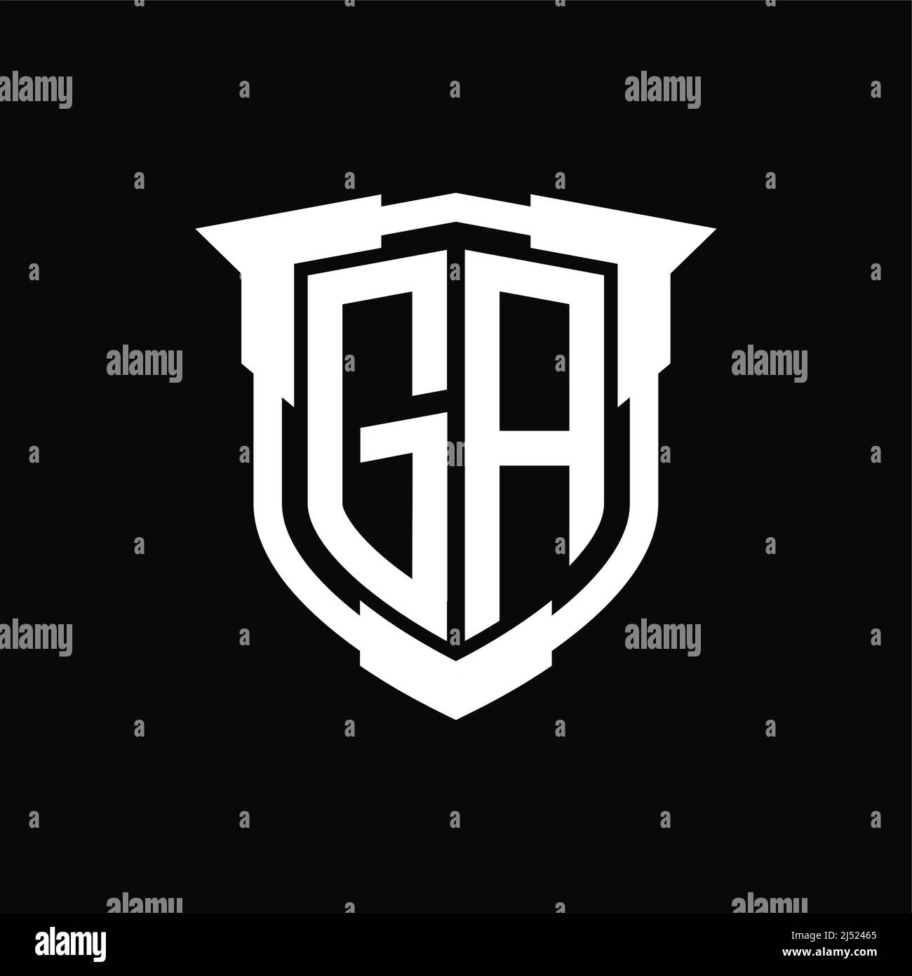 GA Logo monogram letter with shield shape design template Stock Vector ...