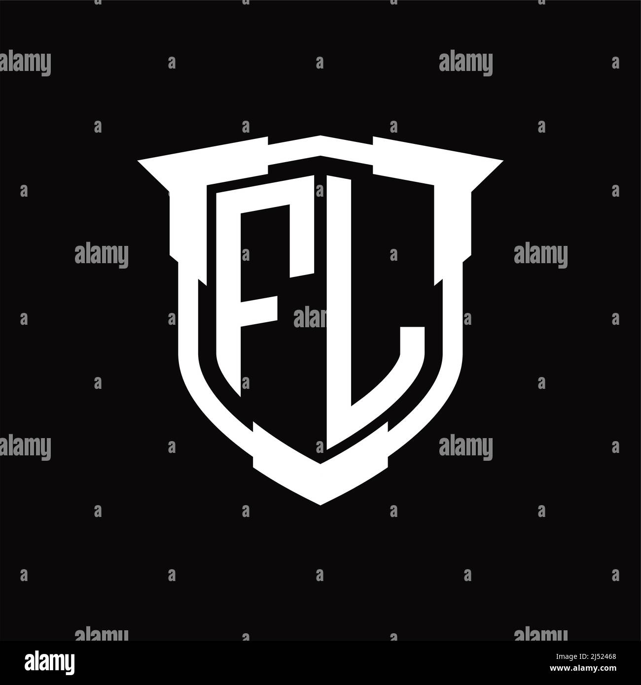 FL Logo monogram letter with shield shape design template Stock Vector ...