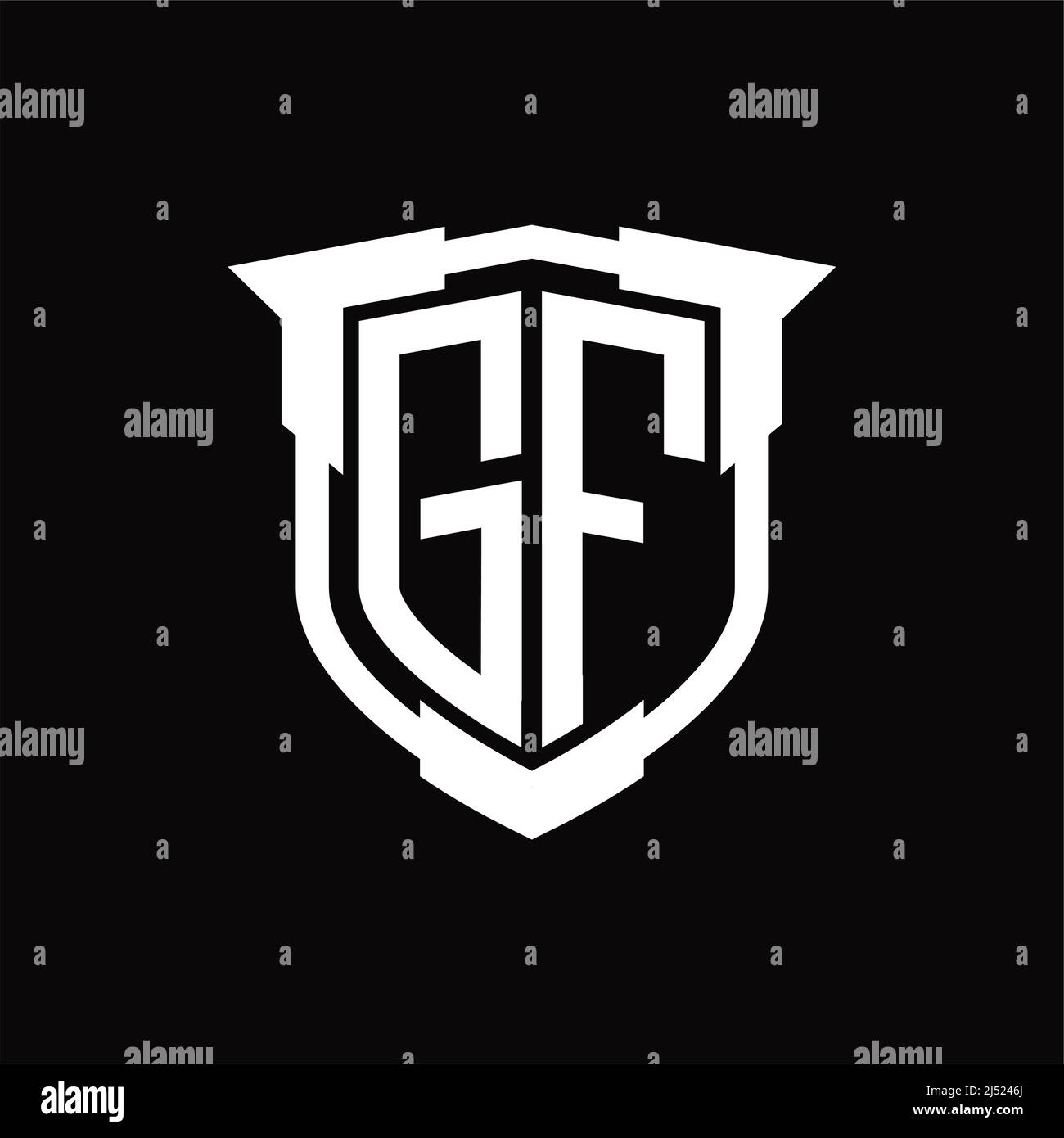 GF Logo monogram letter with shield shape design template Stock Vector ...