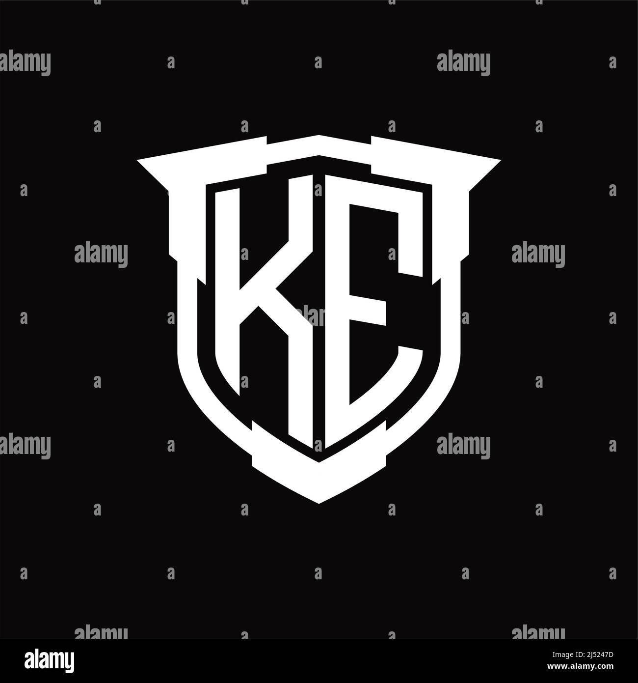 KE Logo monogram letter with shield shape design template Stock Vector ...
