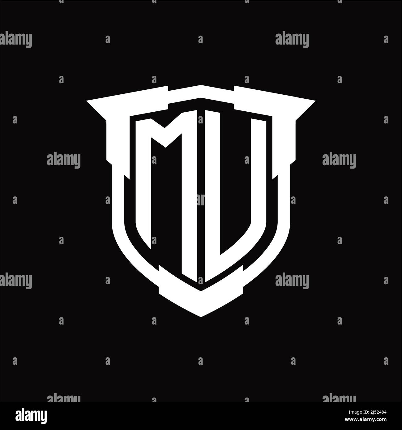 MU Logo monogram letter with shield shape design template Stock Vector ...