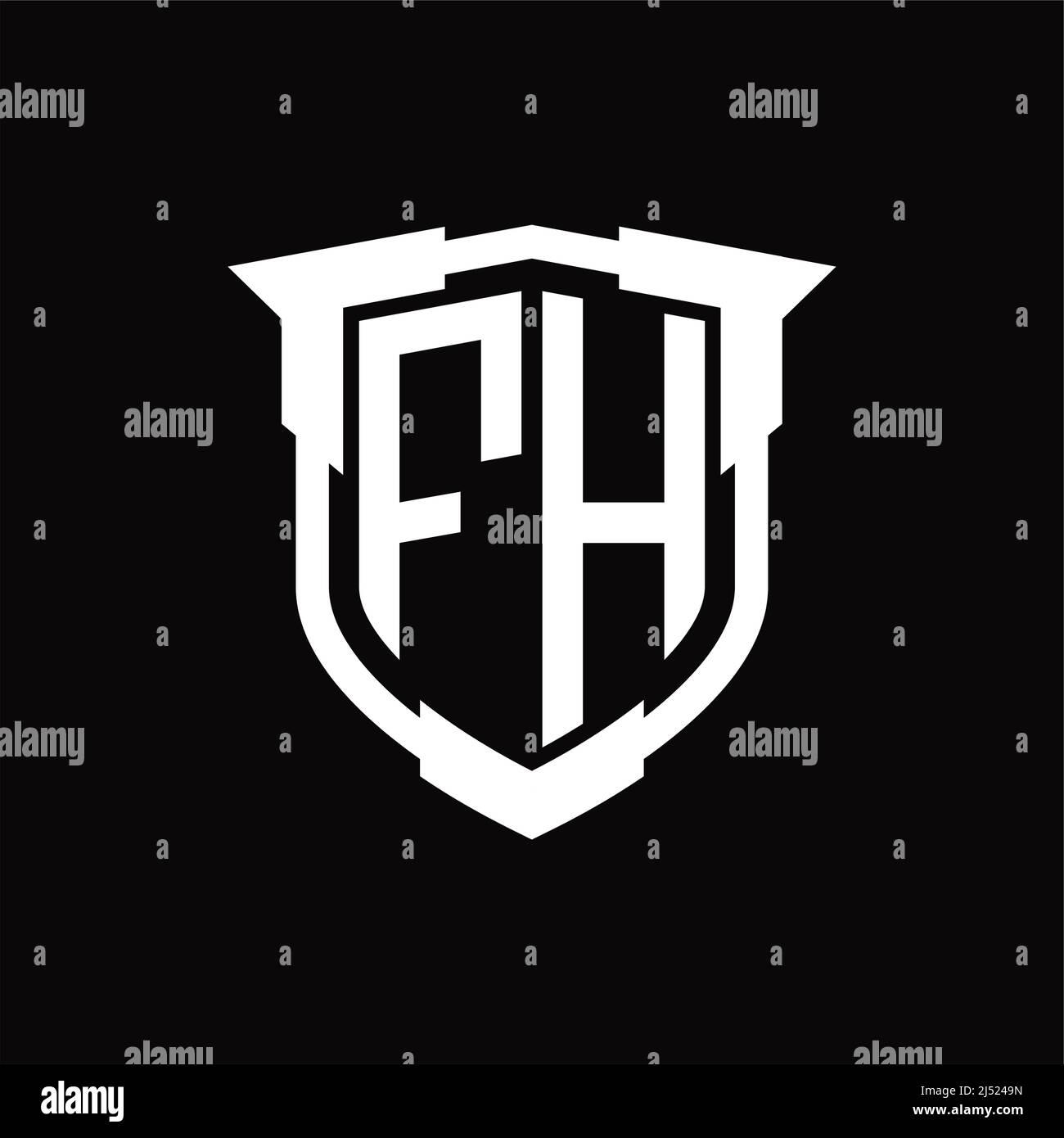 FH Logo monogram letter with shield shape design template Stock Vector ...