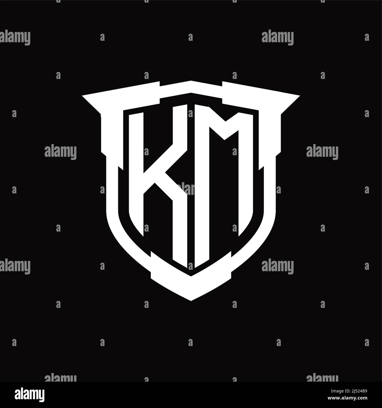 KM Logo monogram letter with shield shape design template Stock Vector ...