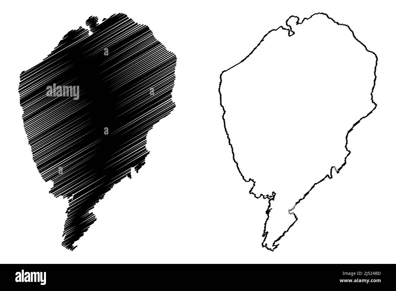 Varaldsoy island (Kingdom of Norway) map vector illustration, scribble ...