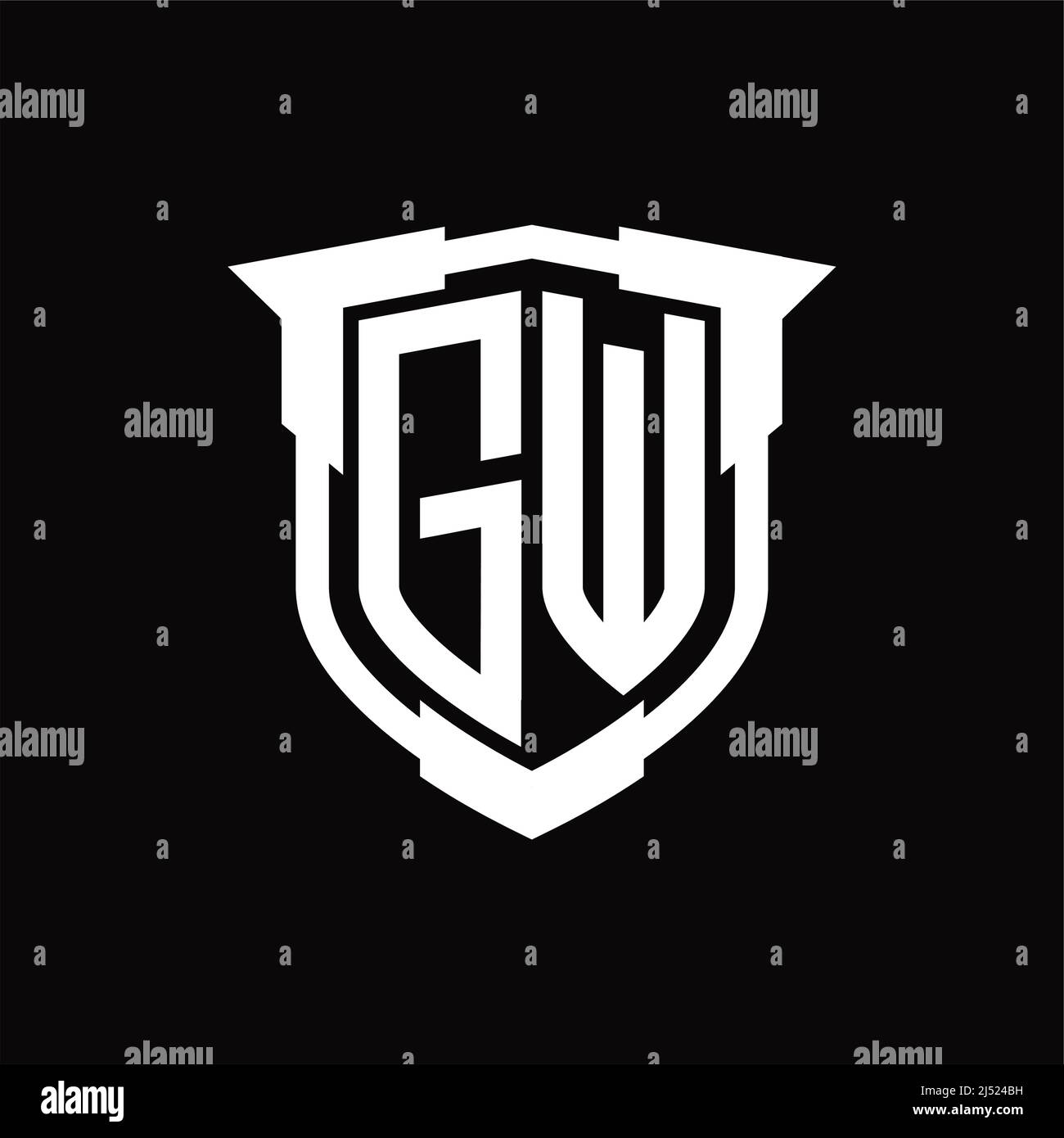 GW Logo monogram letter with shield shape design template Stock Vector ...