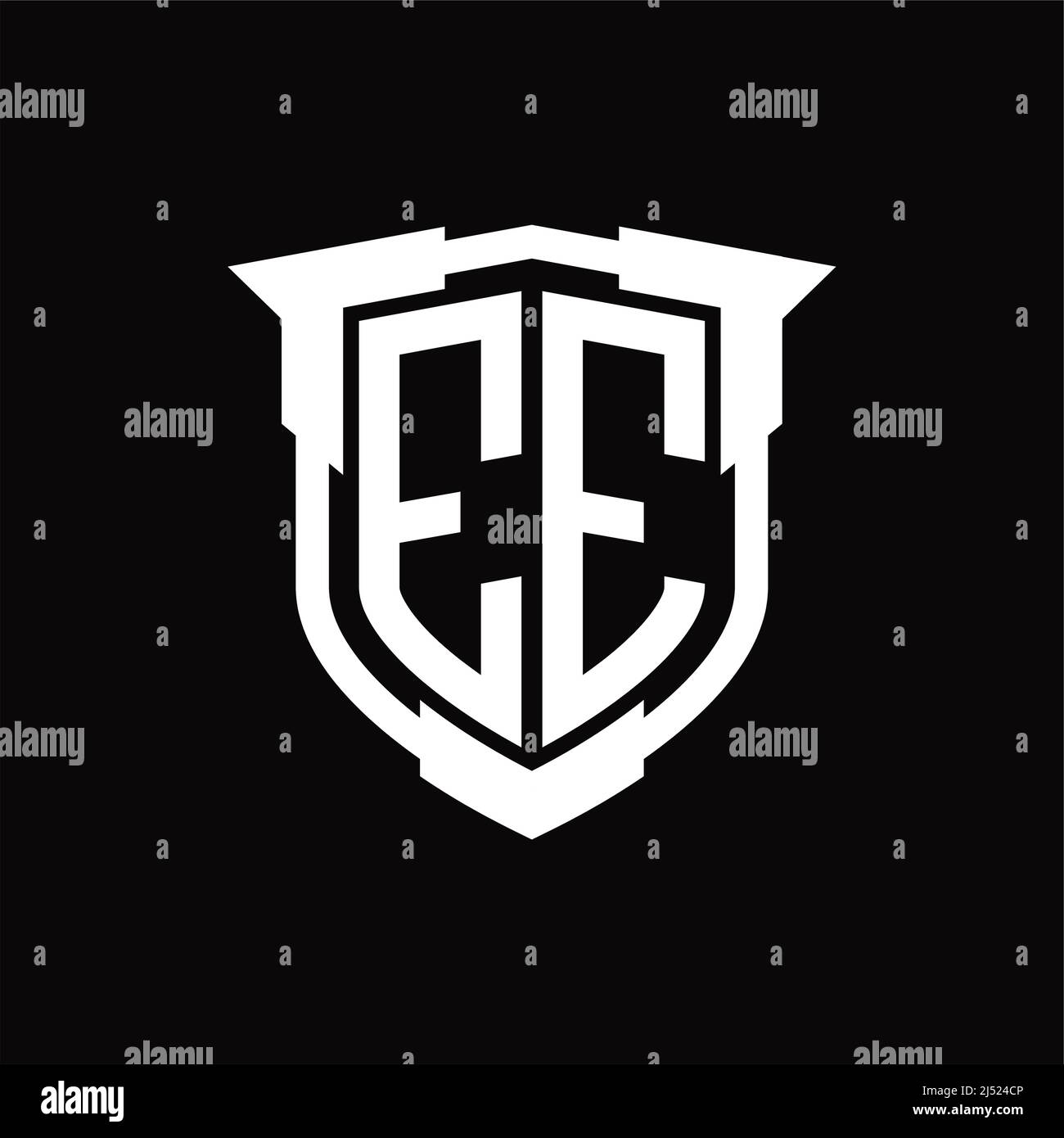 EE Logo monogram letter with shield shape design template Stock Vector ...