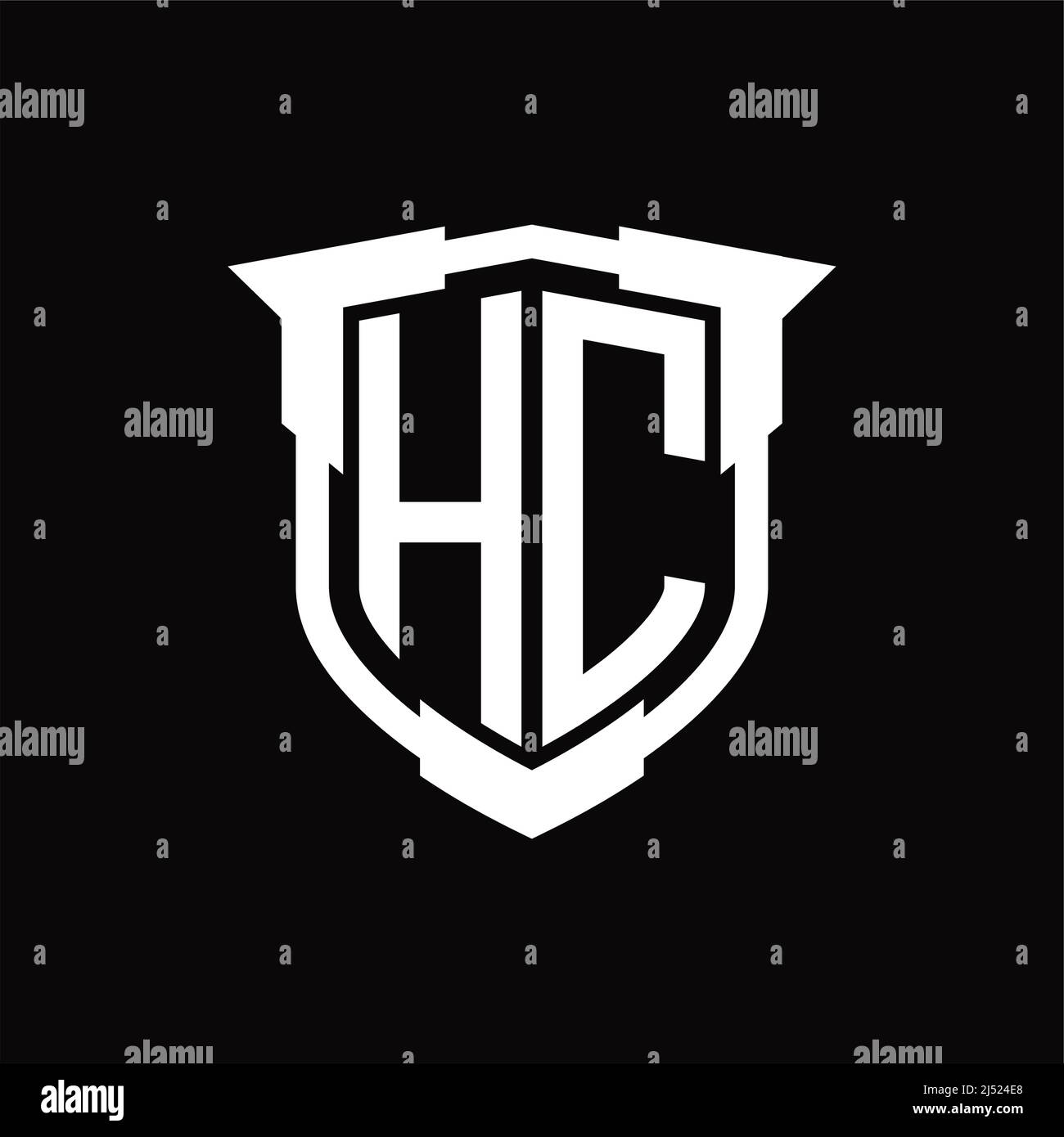 HC Logo monogram letter with shield shape design template Stock Vector ...