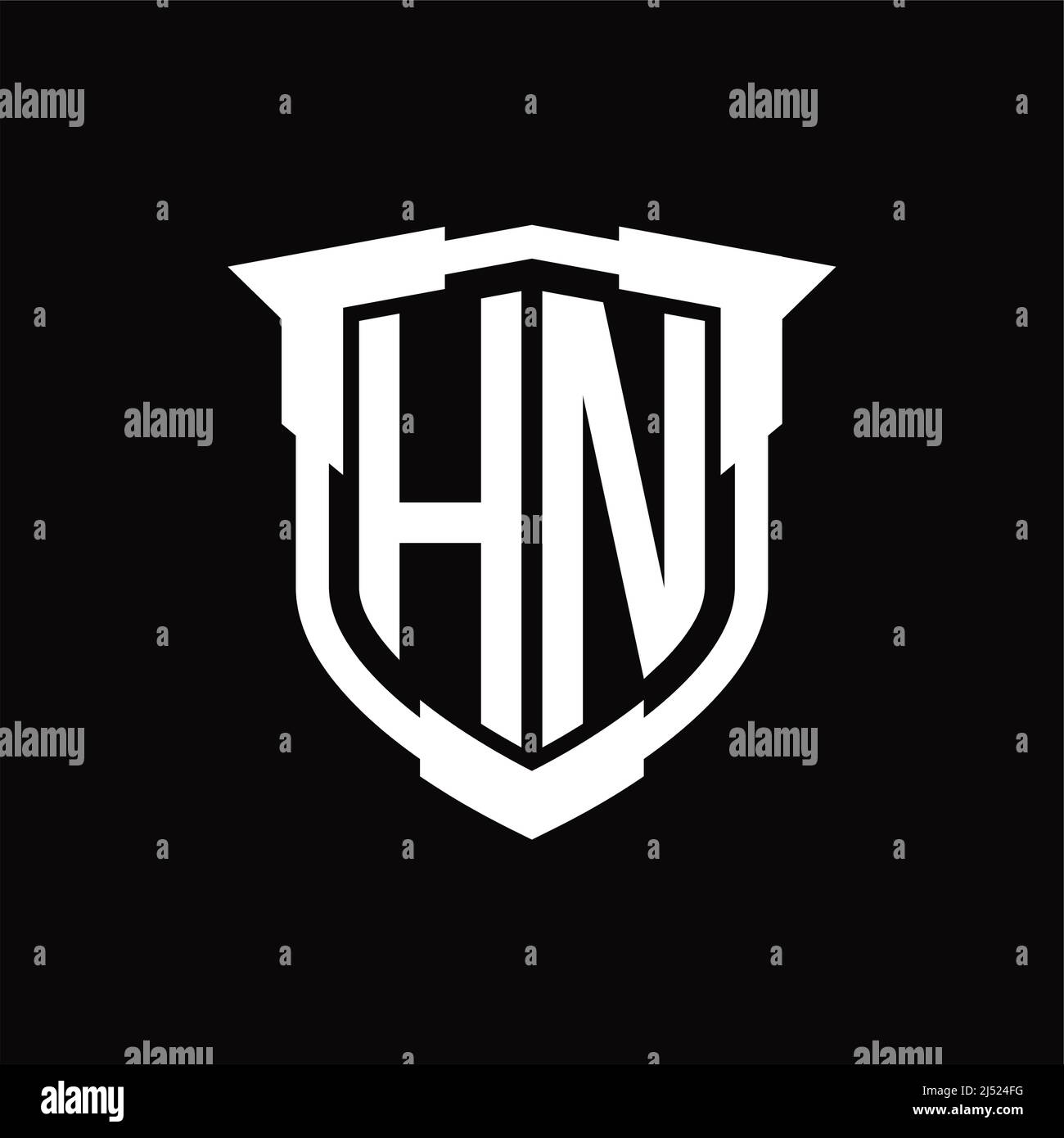 HN Logo monogram letter with shield shape design template Stock Vector ...